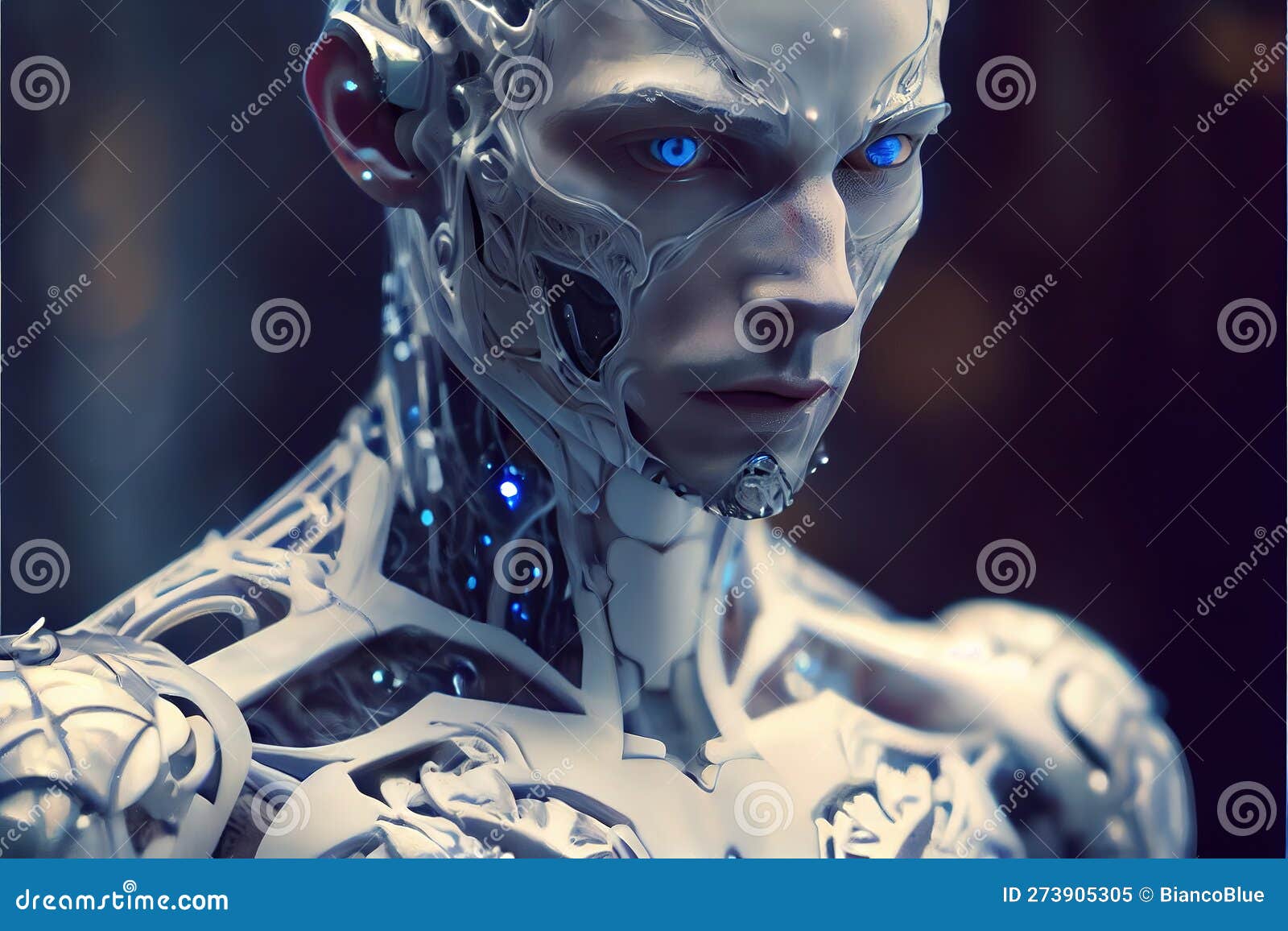 Wondrous Portrait of Artificial Intelligent Humanoid Robot in Skeleton ...