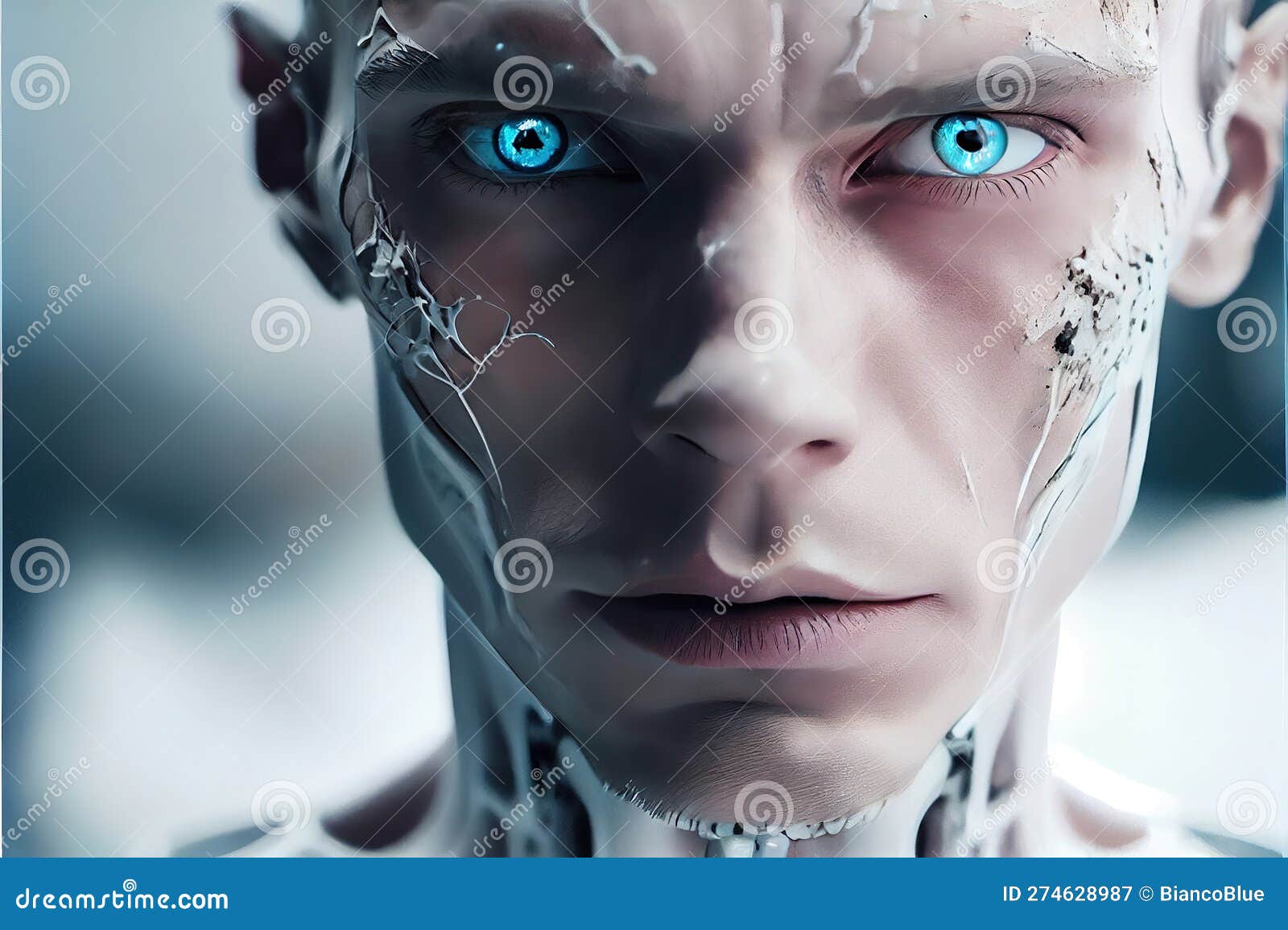 Wondrous Portrait of Artificial Intelligent Humanoid Robot in Skeleton ...