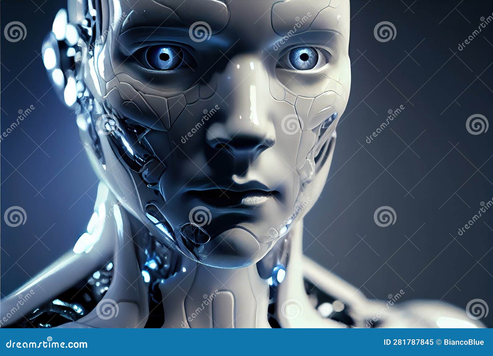 Portrait Of Artificial Intelligence Avatar. Iridescent Synthetic ...