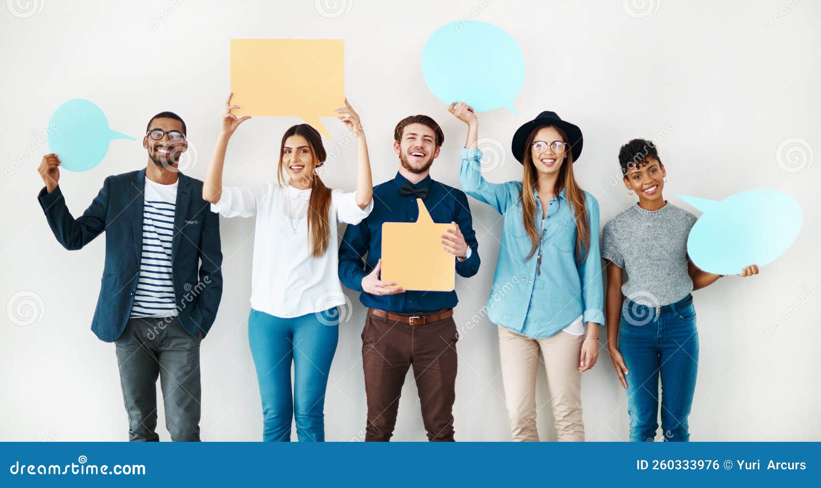 We Wont Hold Back. a Diverse Group of Creative Employees Holding Up ...