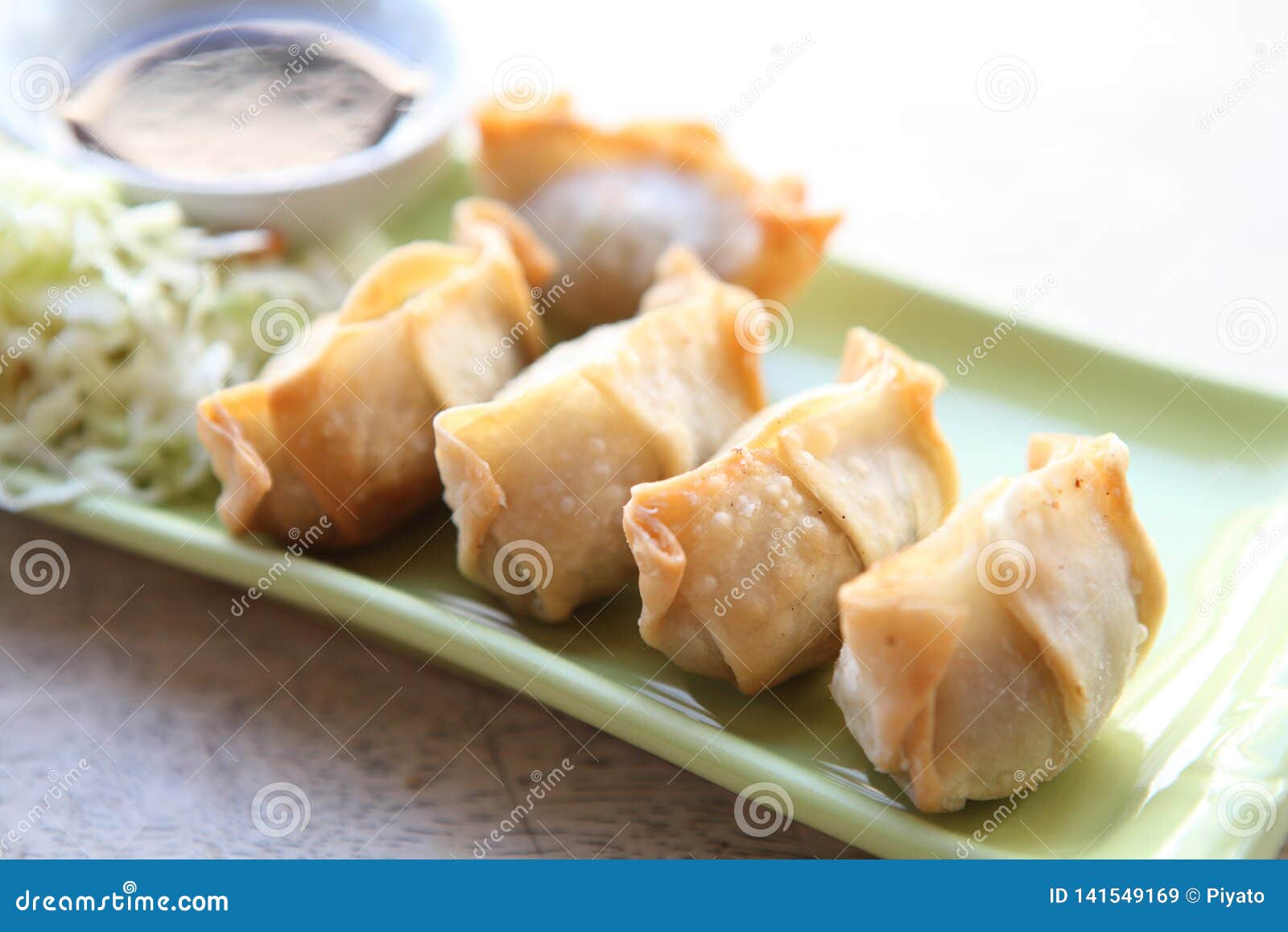 Wonton on a plate stock image. Image of dinner, appetizer - 141549169