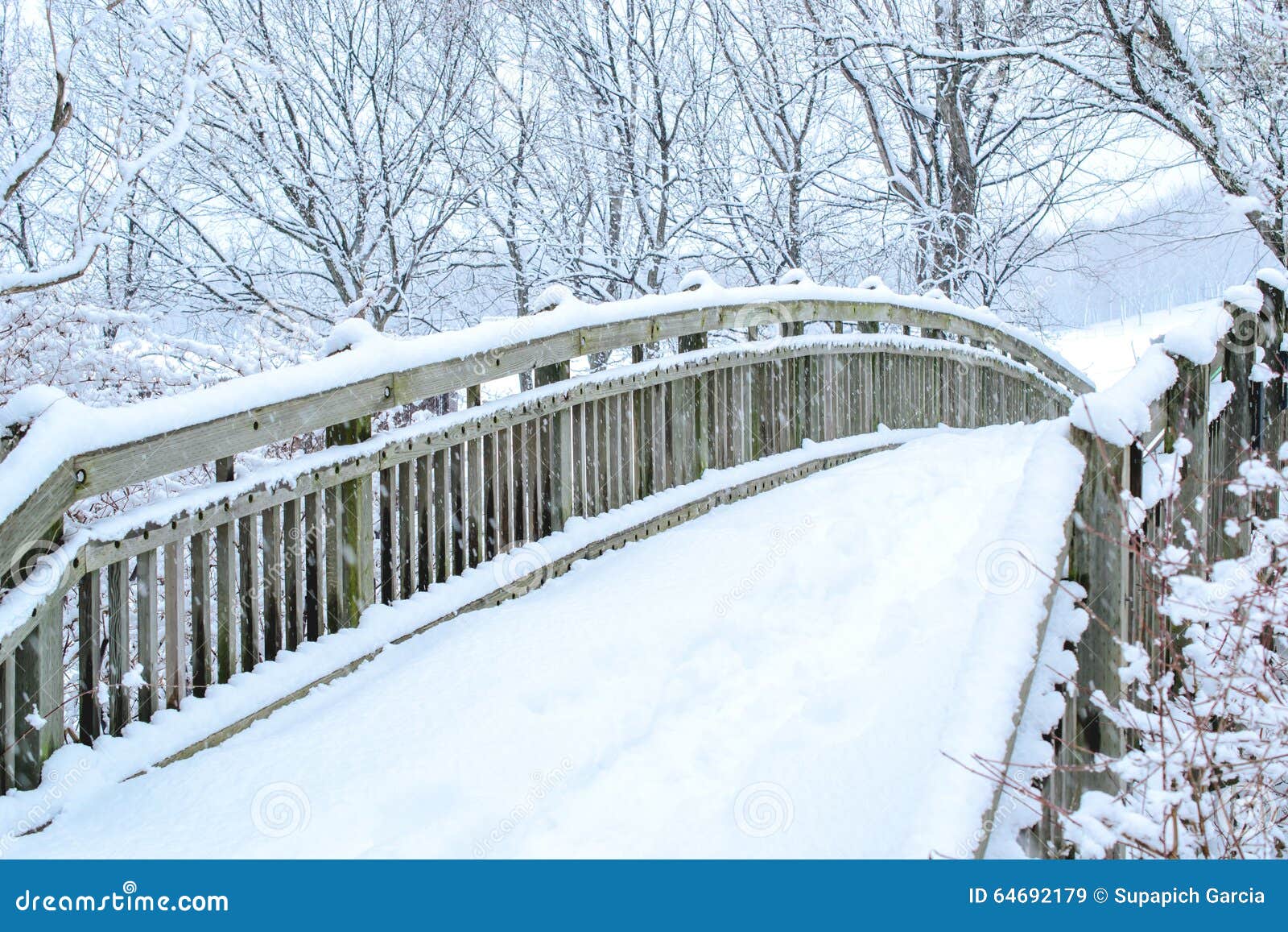 Woo Bridge with Background Snow on Winter Stock Image - Image of ...