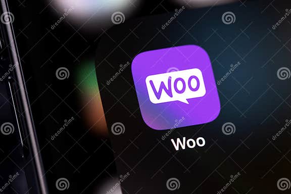 WooCommerce (Woo) Icon Mobile App on a Screen Smartphone IPhone ...