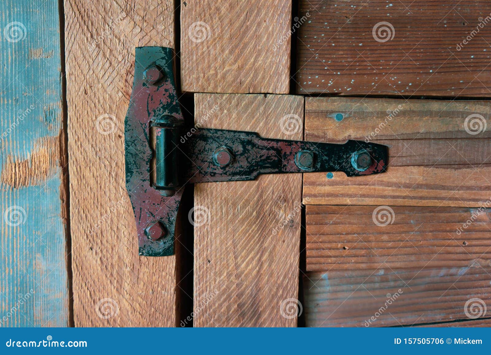 Door Latch Closeup Aged Door with Rusty Latch - Closeup. Planks ...
