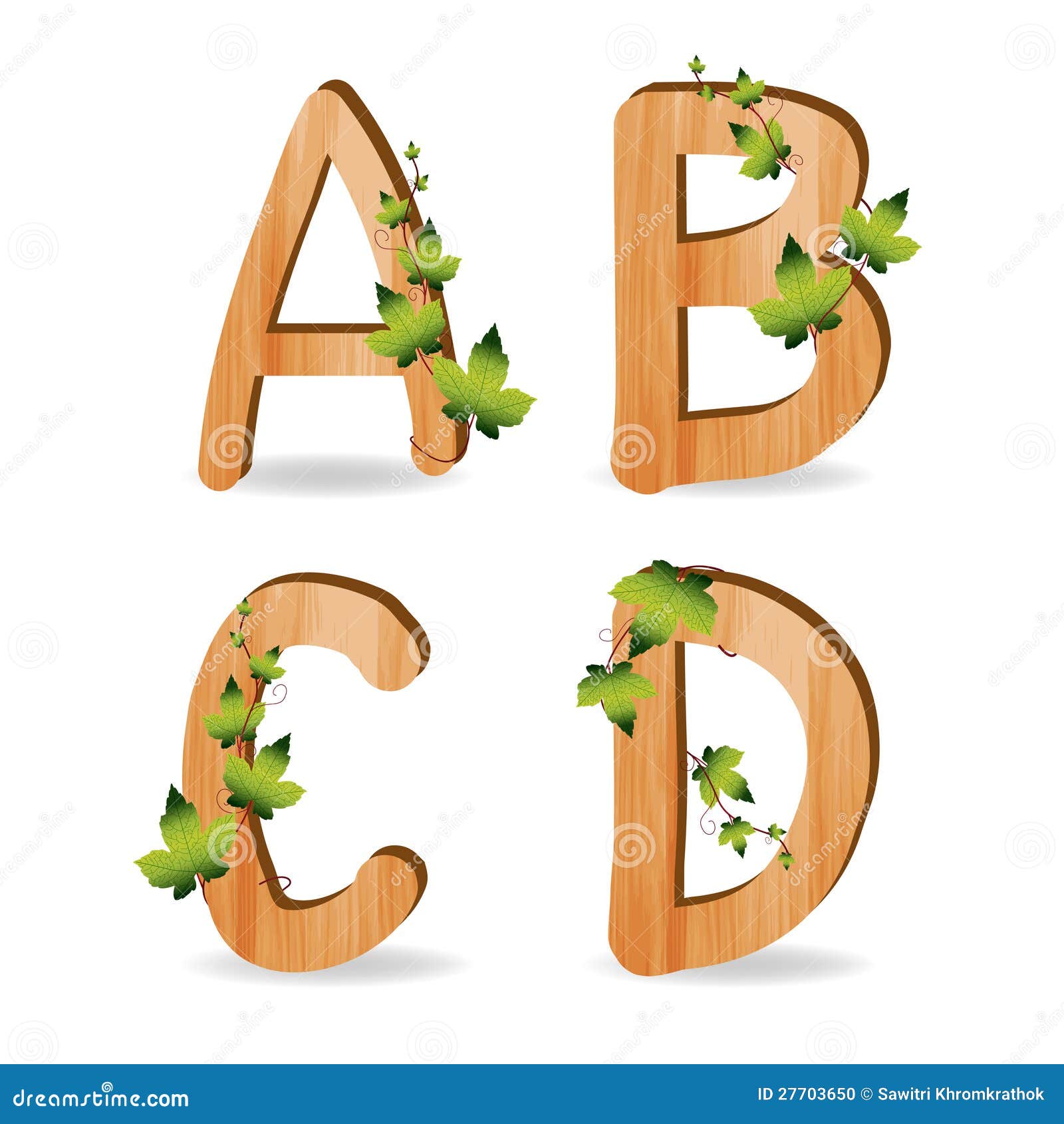 Wood Alphabet Branch Green Leaves Stock Illustrations – 138 Wood ...