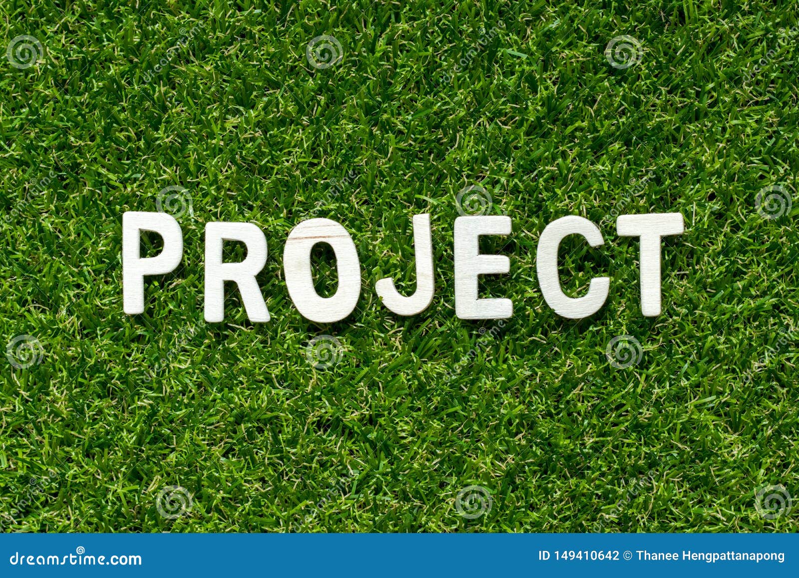 Wood Alphabet in Word Project on Green Grass Background Stock Photo ...