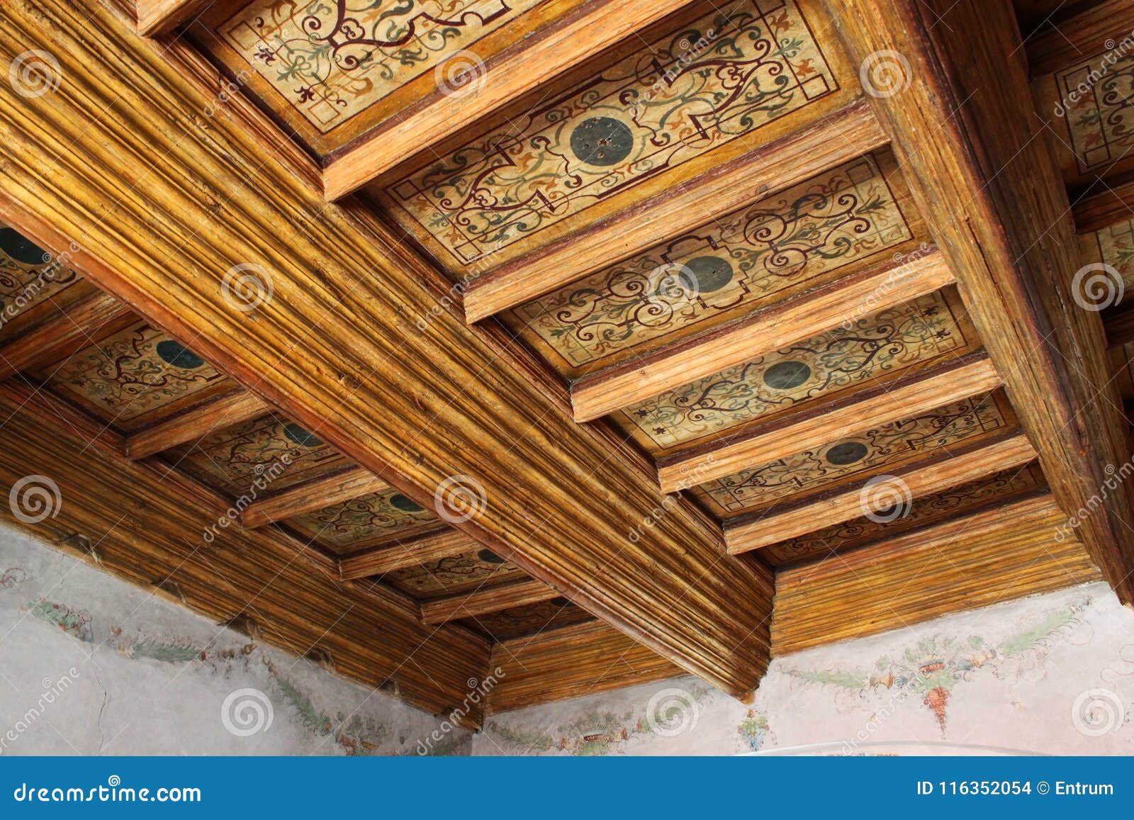Wood Art on Ceiling in Ancient Castle Stock Photo - Image of monastery ...