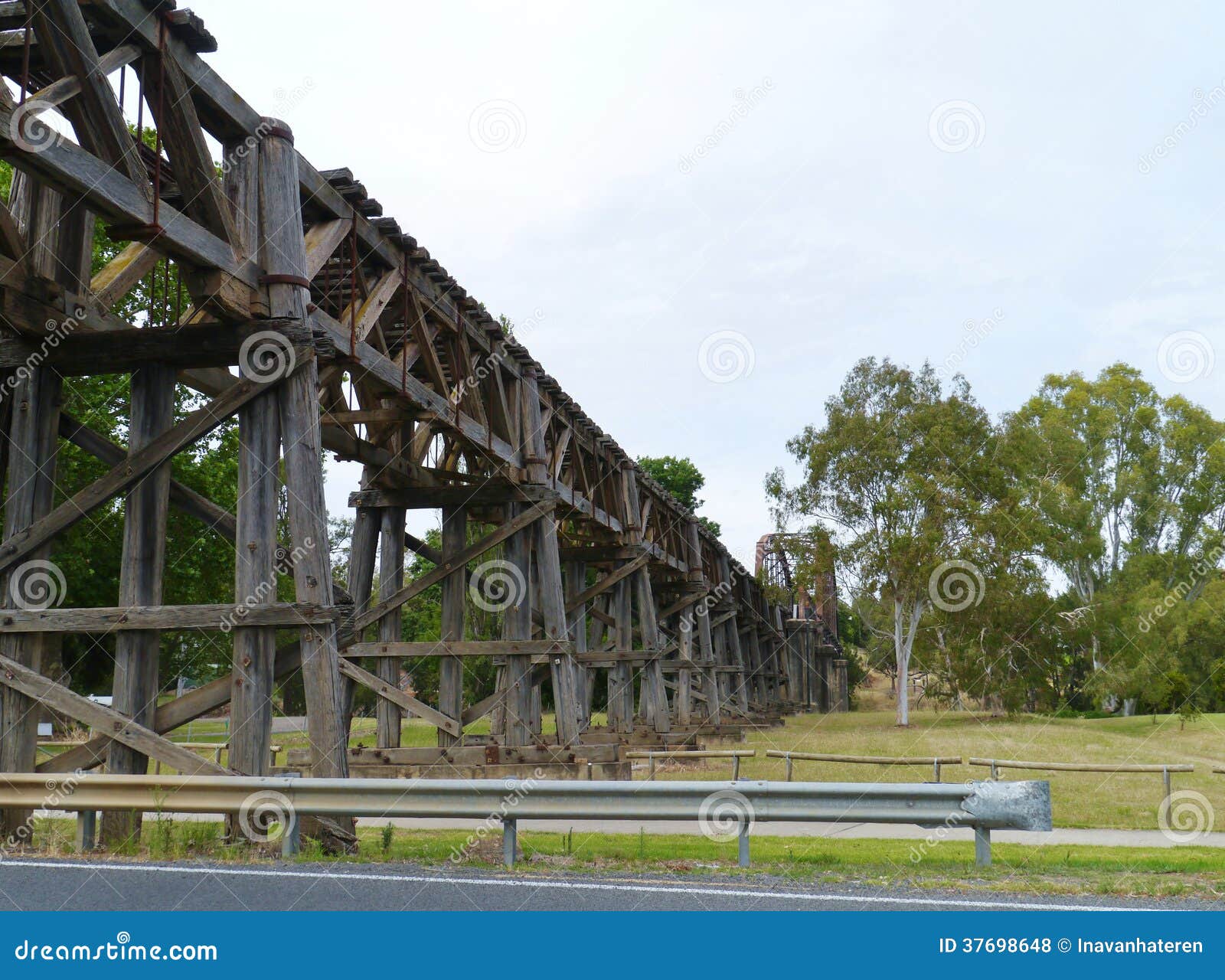 Wood Australian Rail Bridge Stock Photo - Image of highway, australia ...
