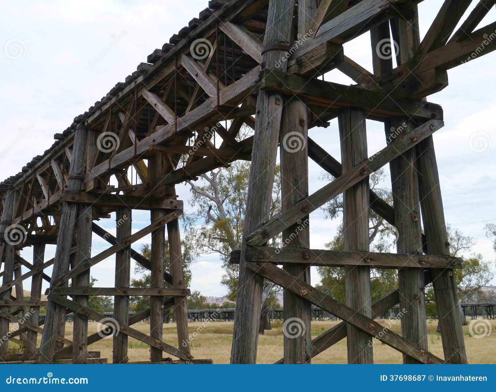 Wood Australian Rail Bridge Stock Image - Image of timber, transport ...