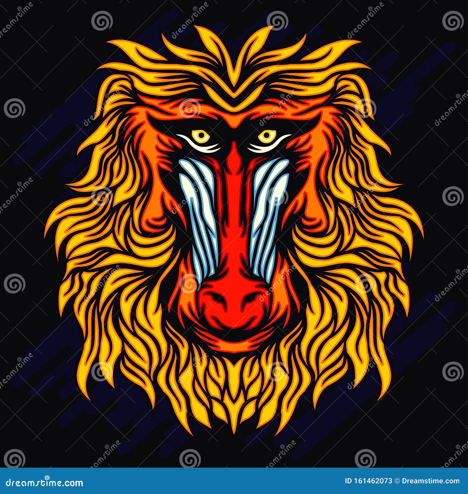 Wood Baboon Vector stock illustration. Illustration of animal - 161462073