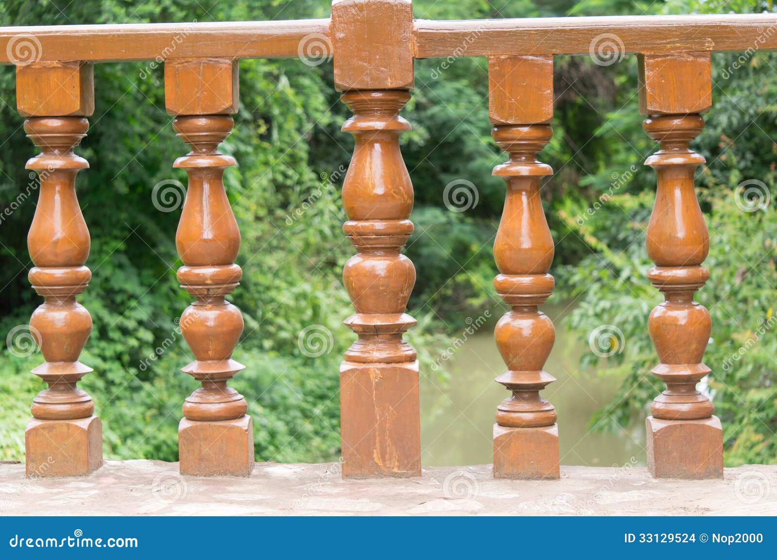 Wood balustrade stock photo. Image of interior, view - 33129524