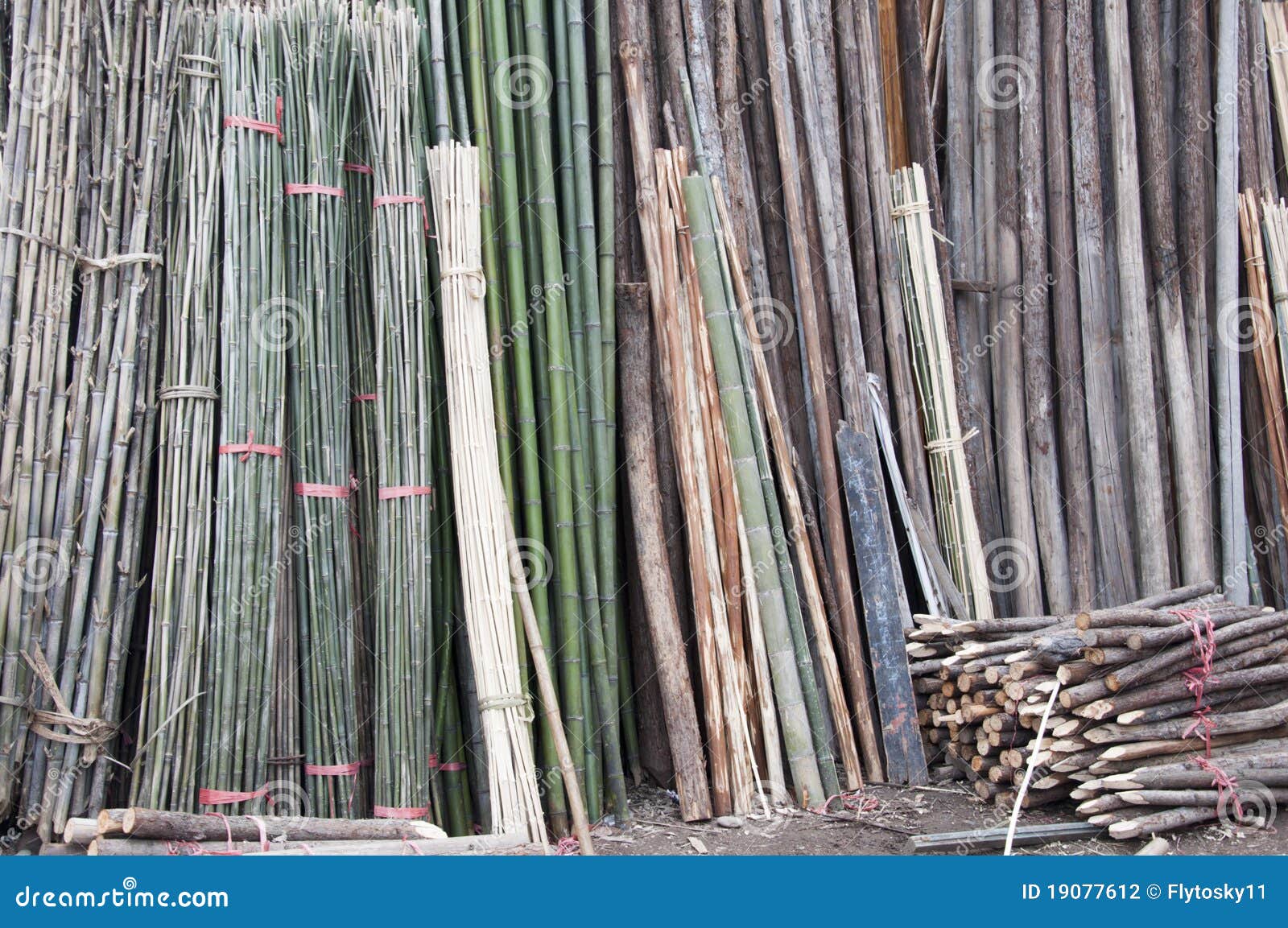 Wood and bamboo materials stock photo. Image of market - 19077612