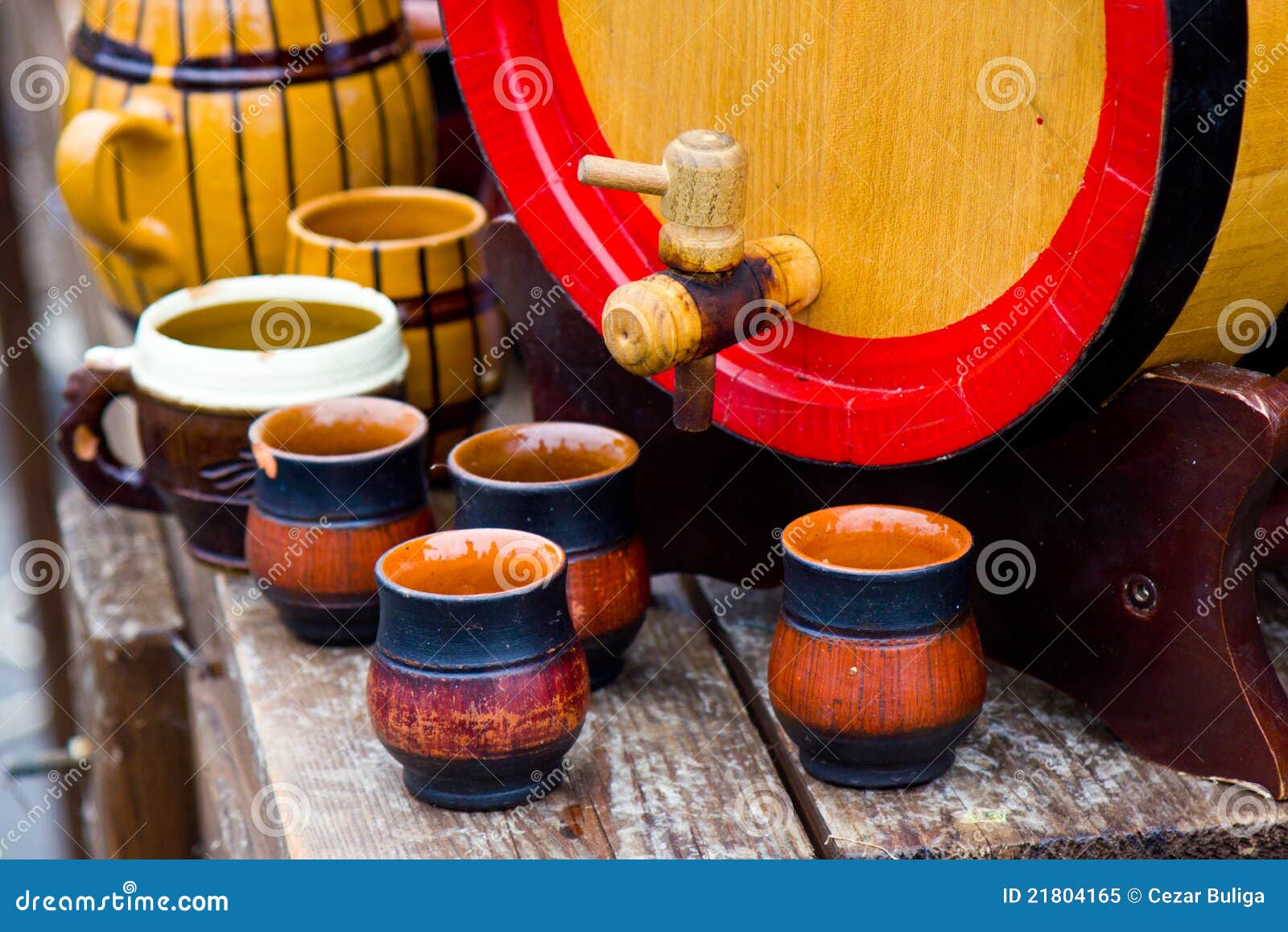 Wood barrel with cups stock image. Image of container - 21804165