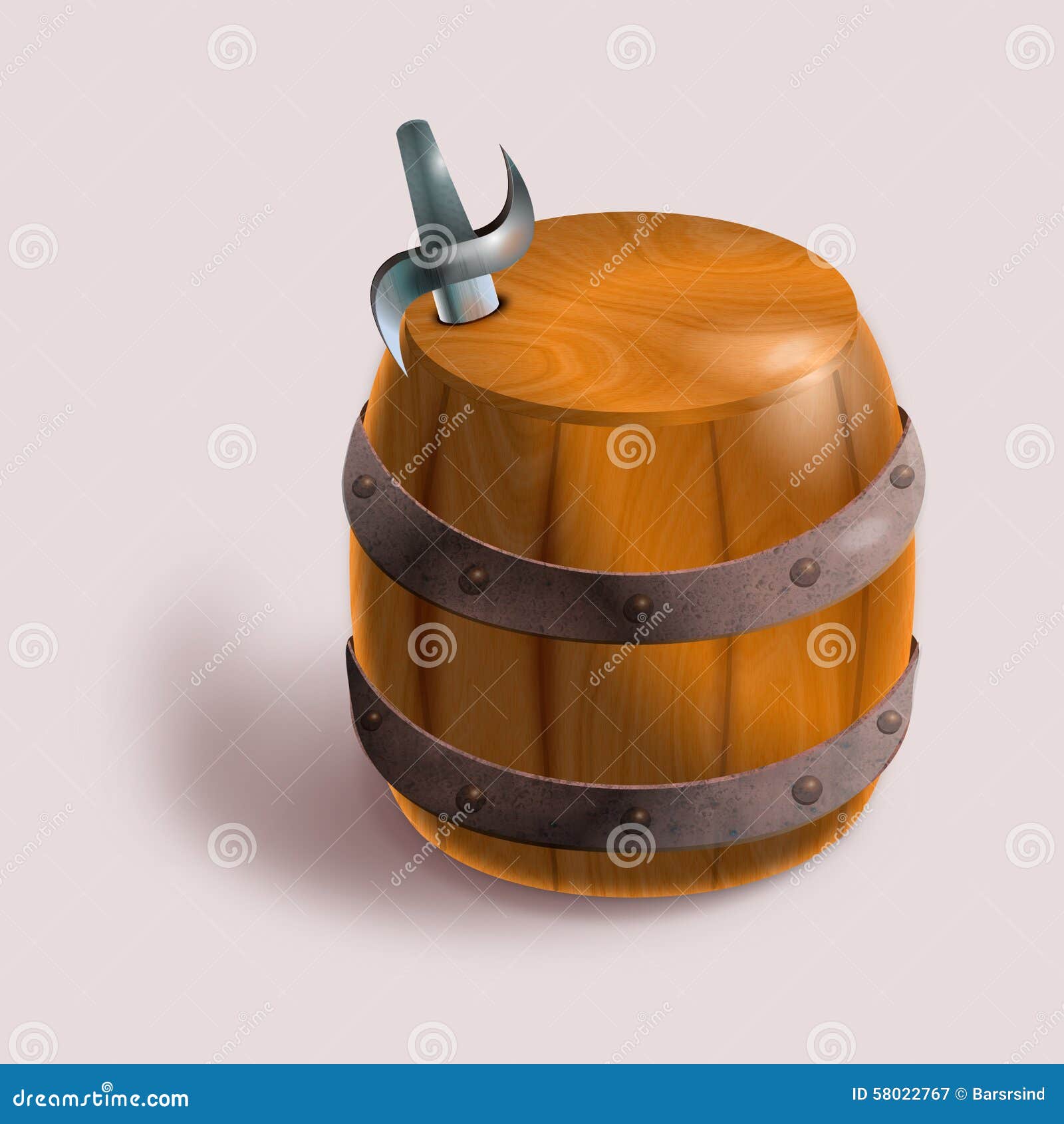 Wood Barrel with a Sword of the Corsair Stock Illustration ...