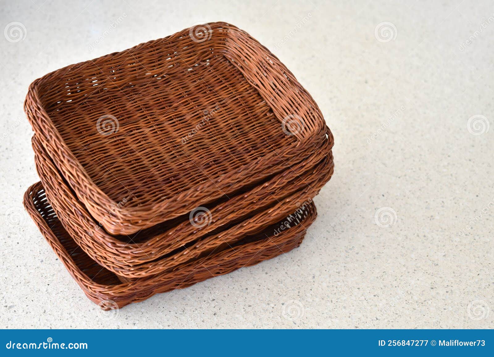 Wood baskets on the table. stock image. Image of food - 256847277