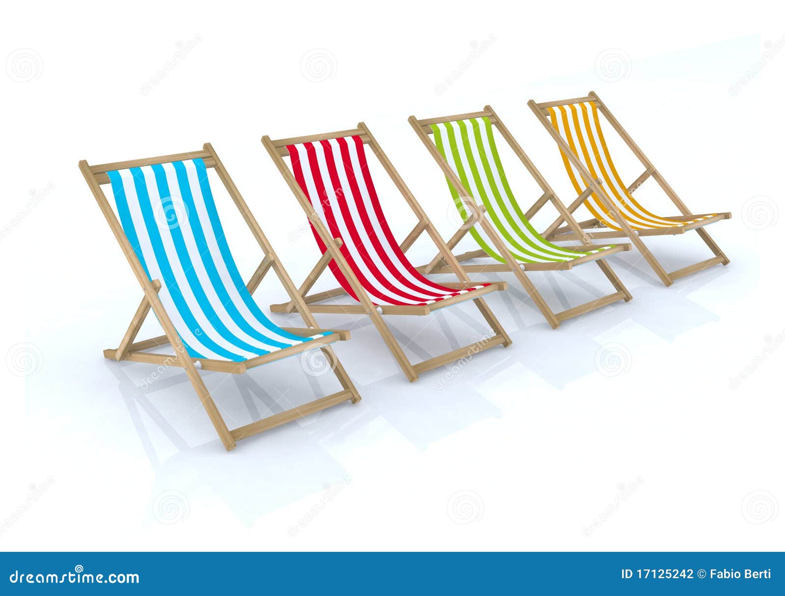 Wood Beach Chairs Various Colors Stock Illustration - Illustration of ...