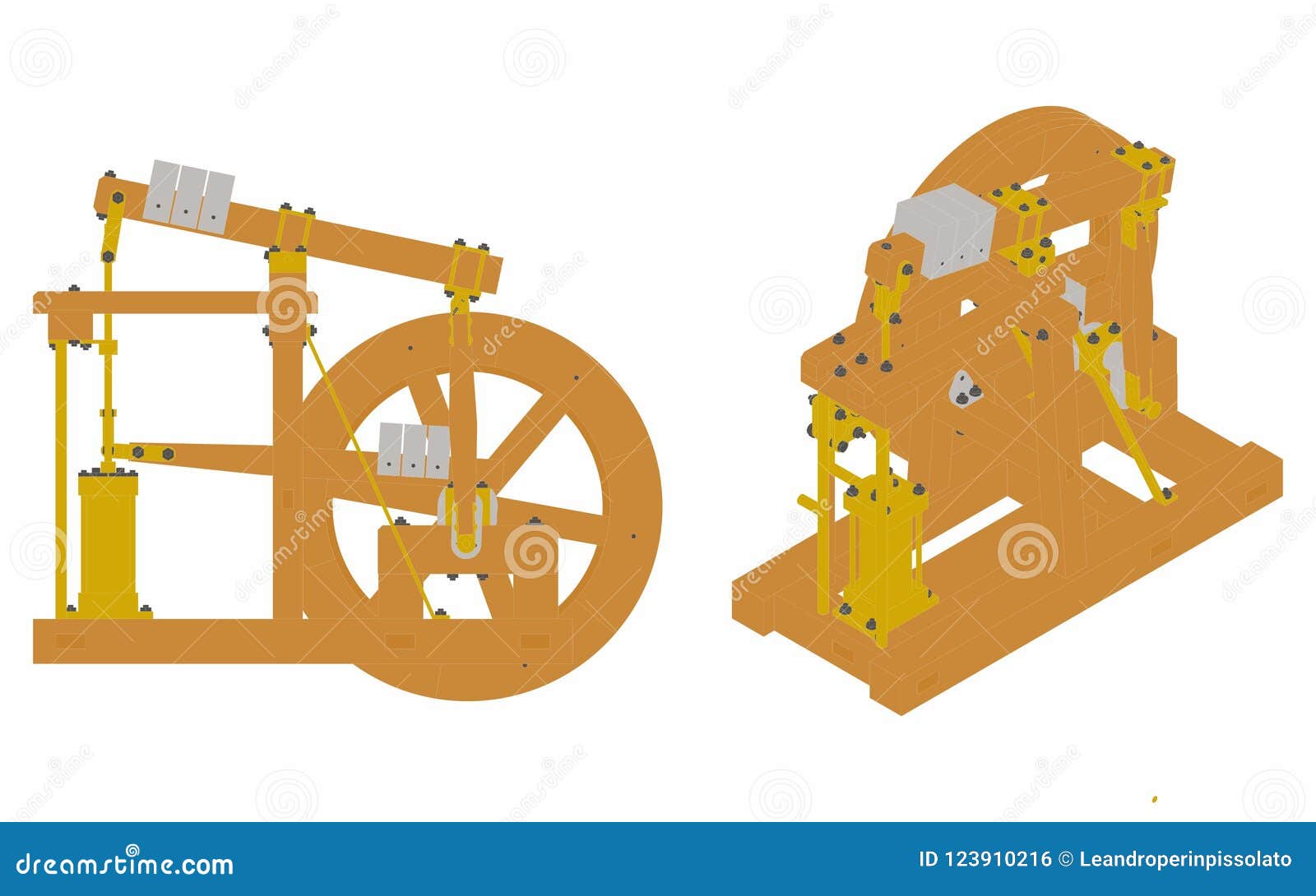 Wood Beam Engine Original and Simple Colored Stock Vector ...