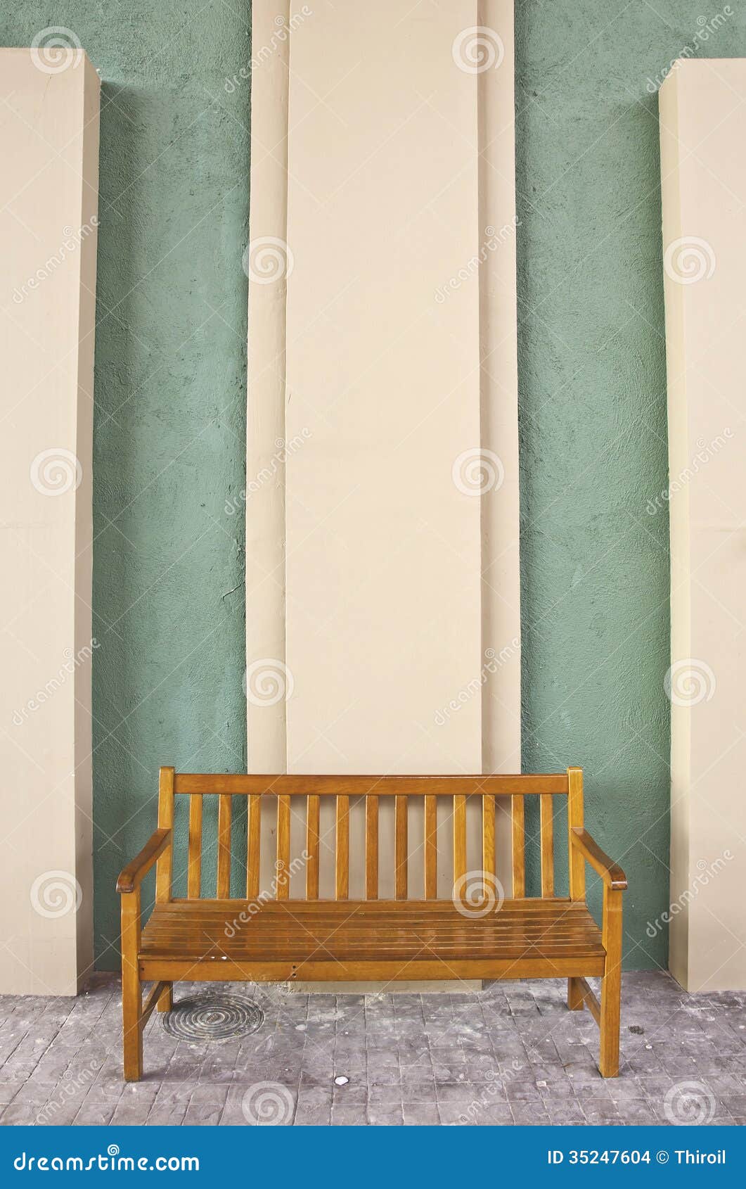 Wood Bench Against Blank Wall. Stock Photo - Image of kitchen, scene ...