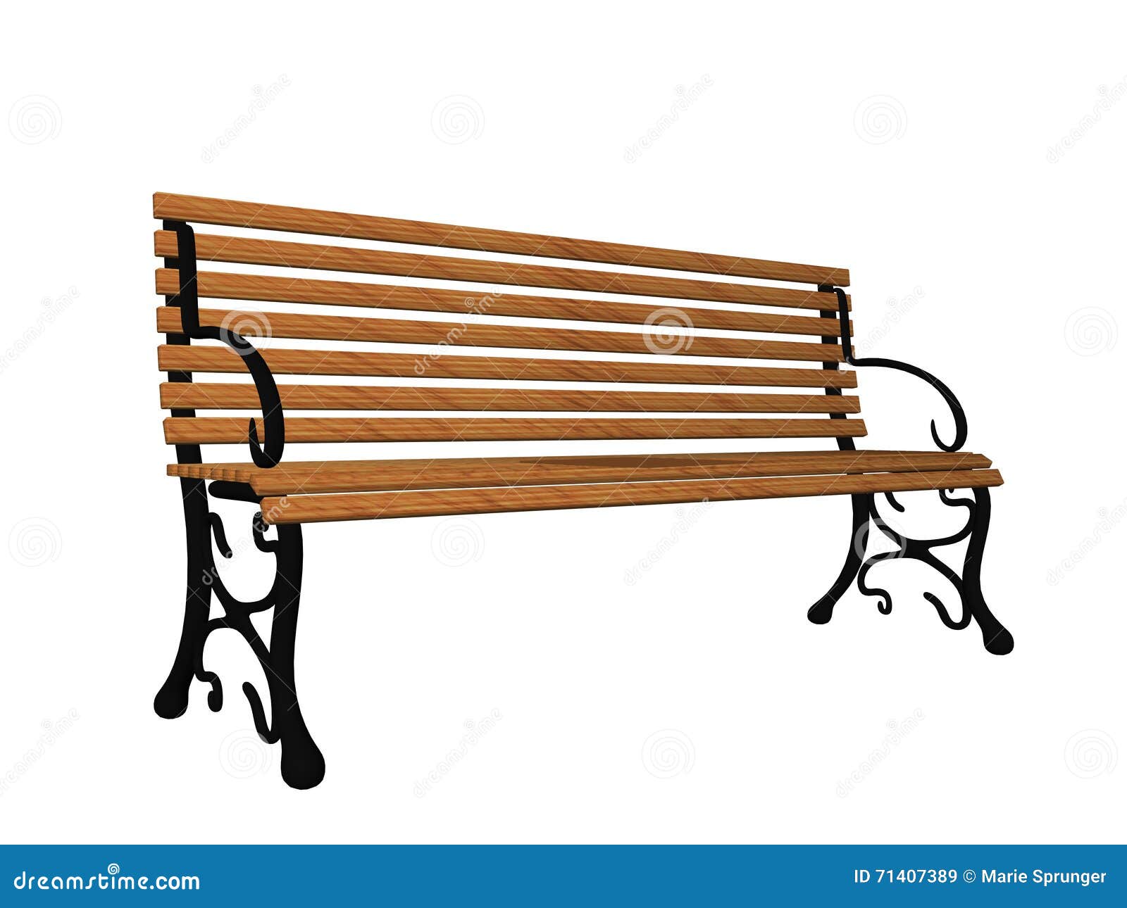 Wood bench - 3d render stock illustration. Illustration of furniture ...