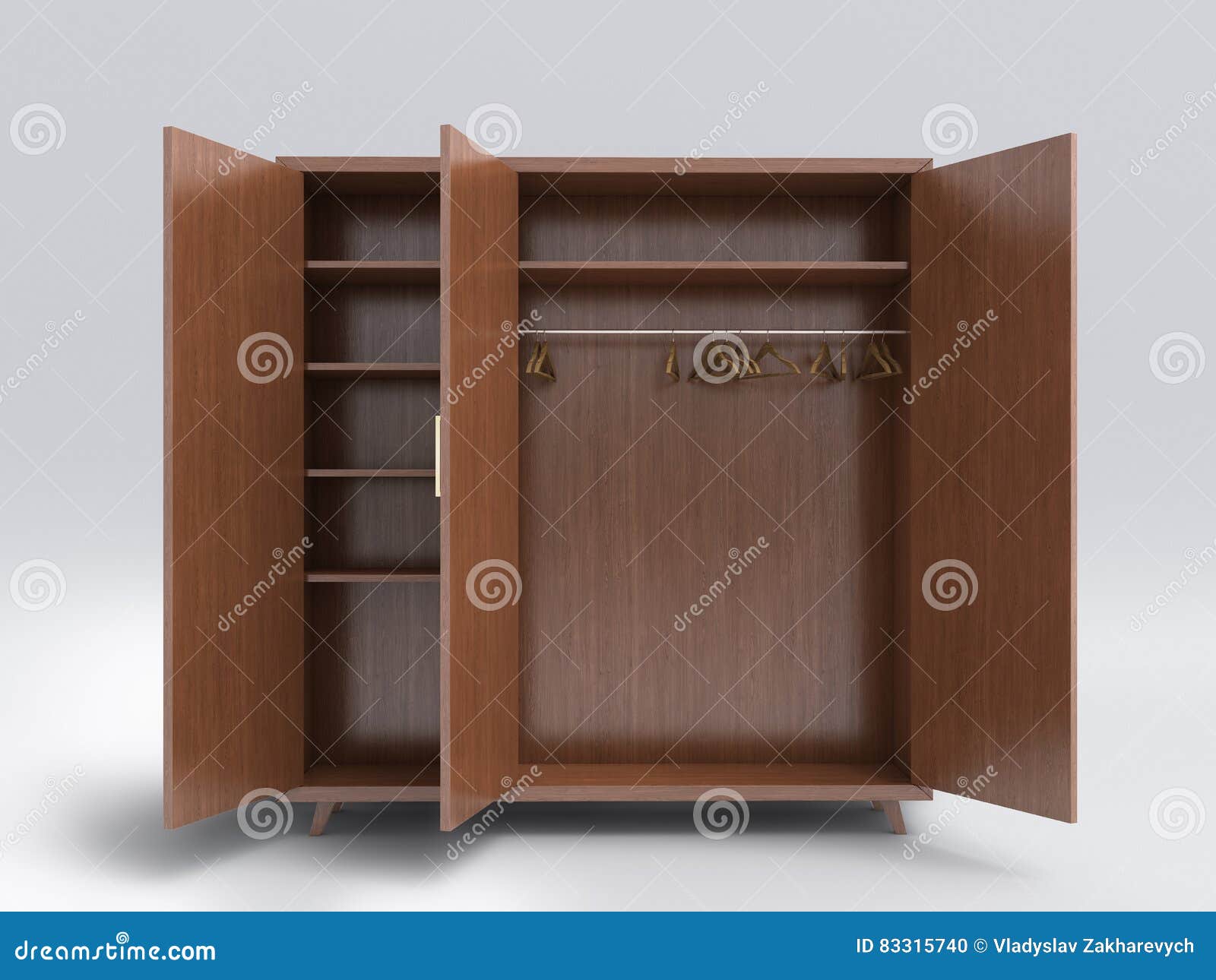 Wood big open cupboard; stock illustration. Illustration of cupboard ...