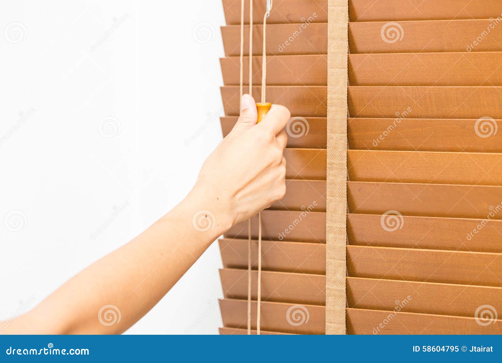 Wood Blinds Closed by Hand. Stock Image - Image of bamboo, architect ...
