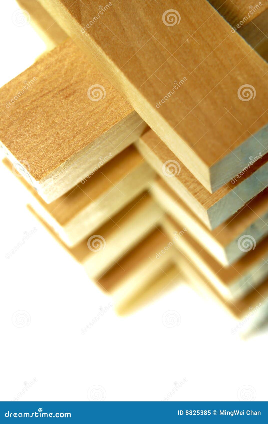 Six Wood Block Cubic Stack With Hand On Table Blue Tone Background ...