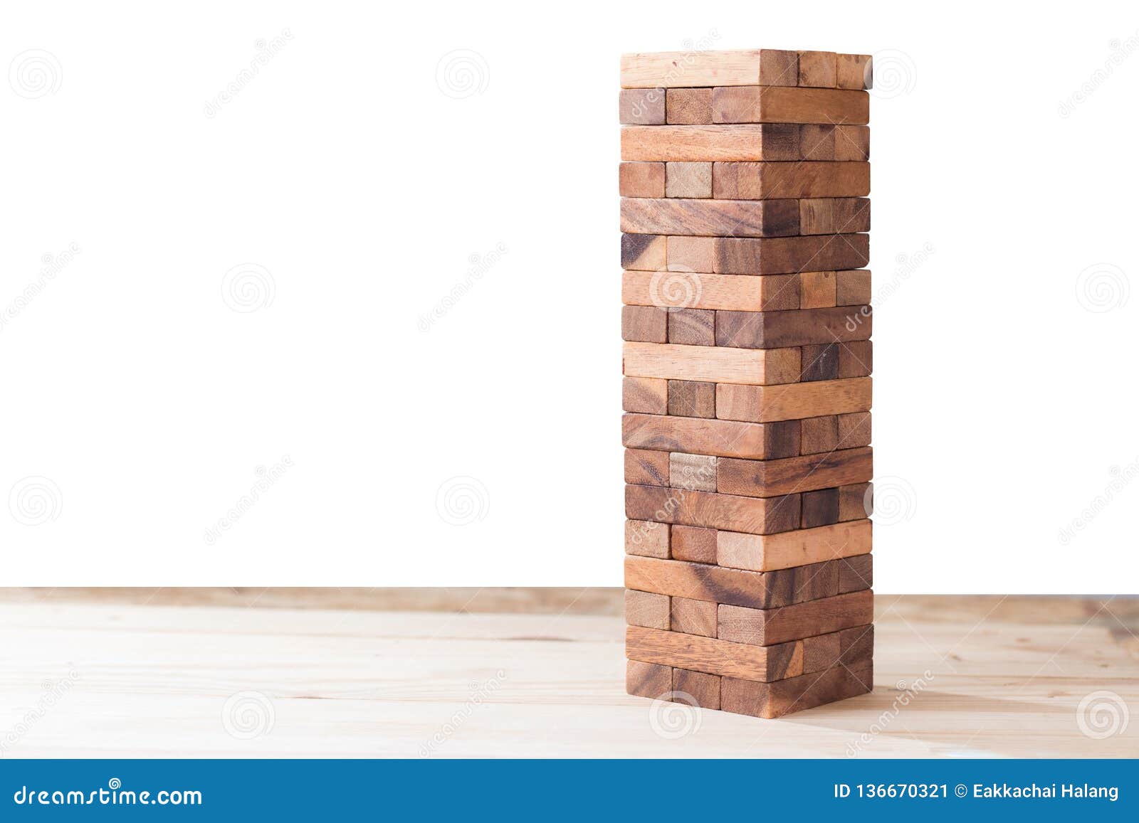 Wood Block Stack Tower on Woodtable Stock Image - Image of building ...