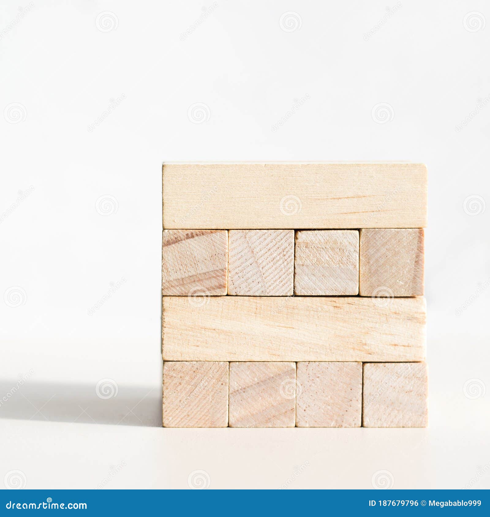 Wood Blocks Cube Front View Stock Photo - Image of play, skill: 187679796