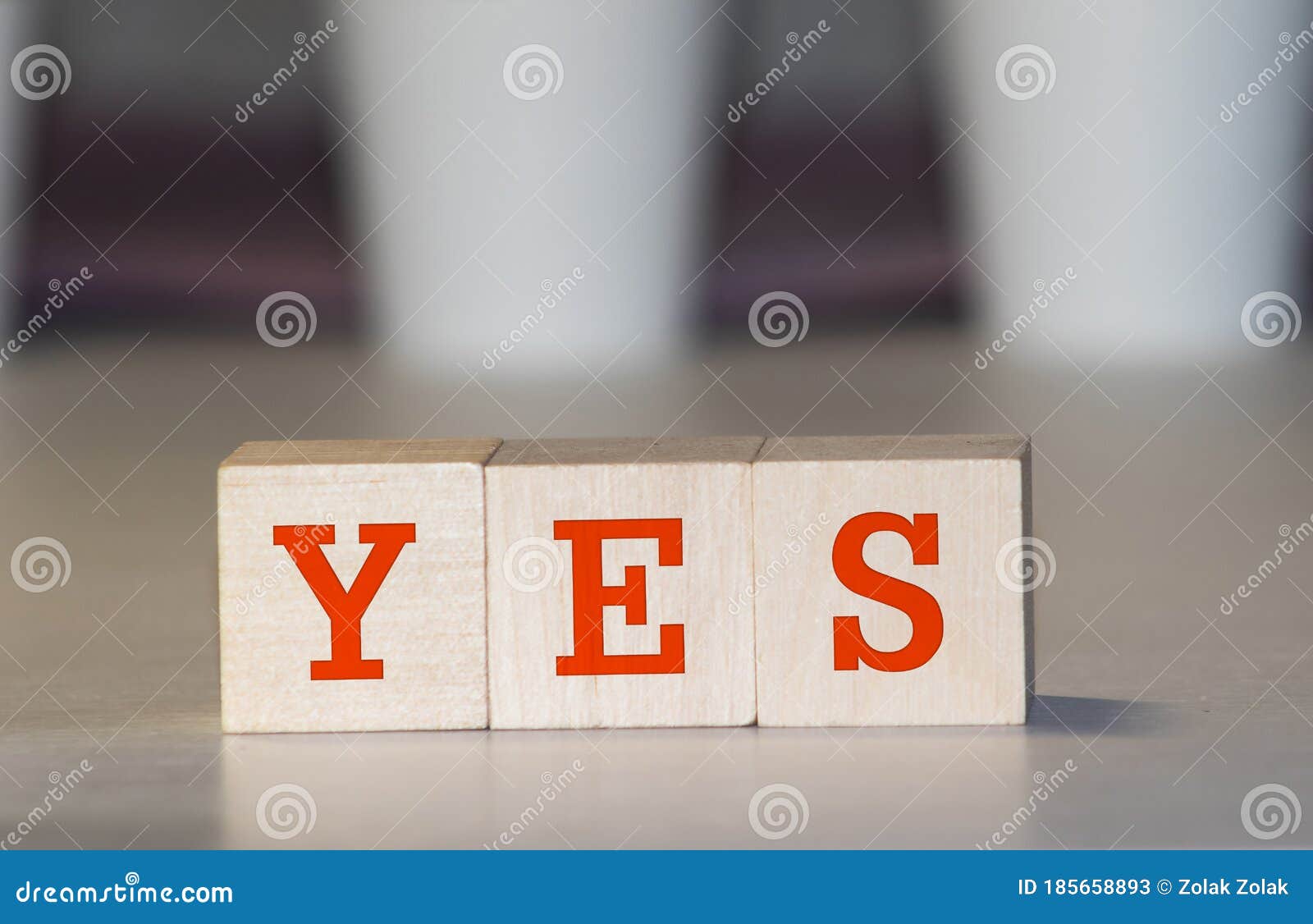 Wood Blocks with Letters: YES on a Wooden Table Stock Image - Image of ...