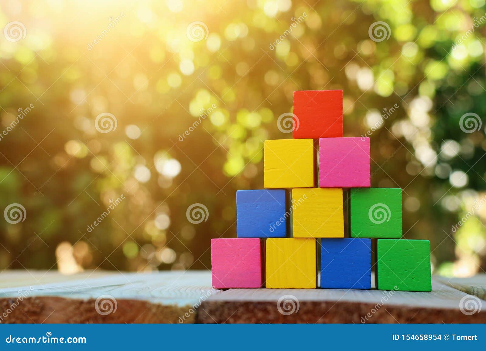 Wood Blocks Stacking As Step Stairs. Success and Development Concept ...