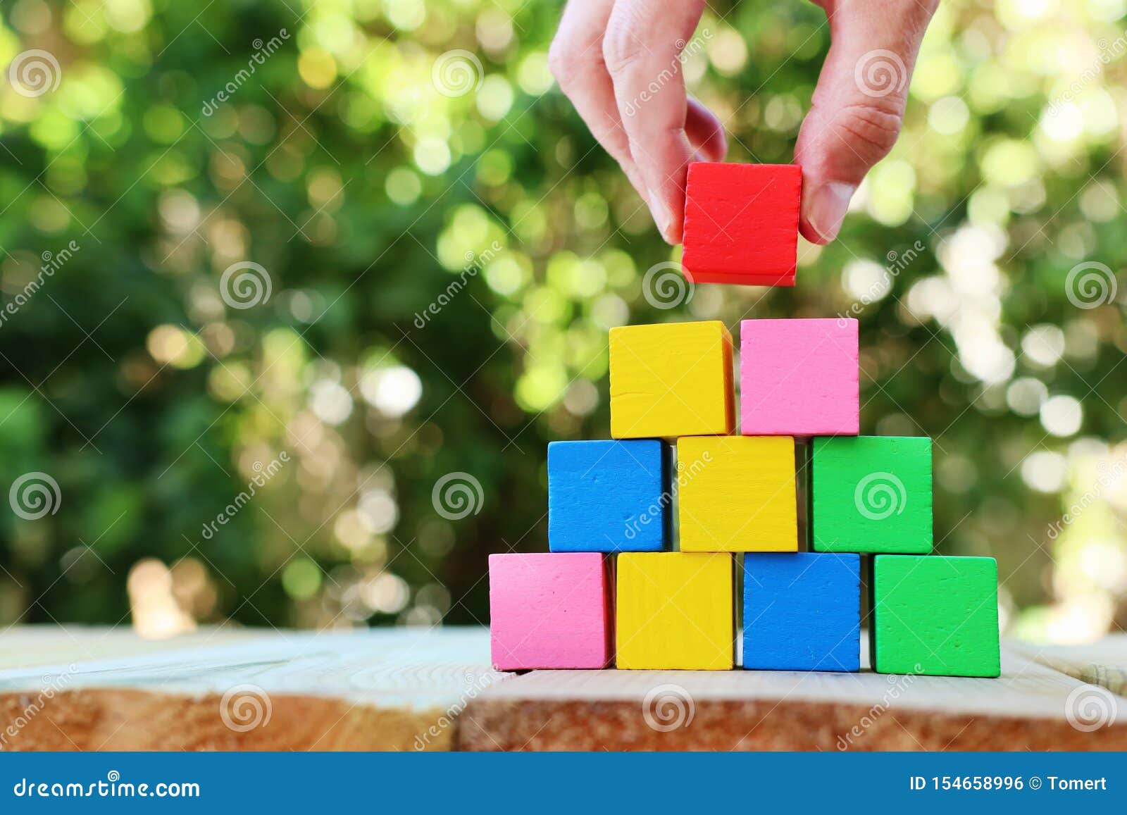Wood Blocks Stacking As Step Stairs. Success and Development Concept ...