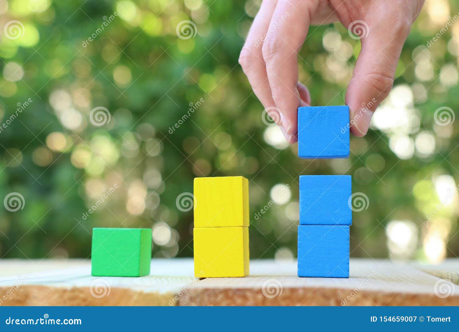 Wood Blocks Stacking As Step Stairs. Success and Development Concept ...