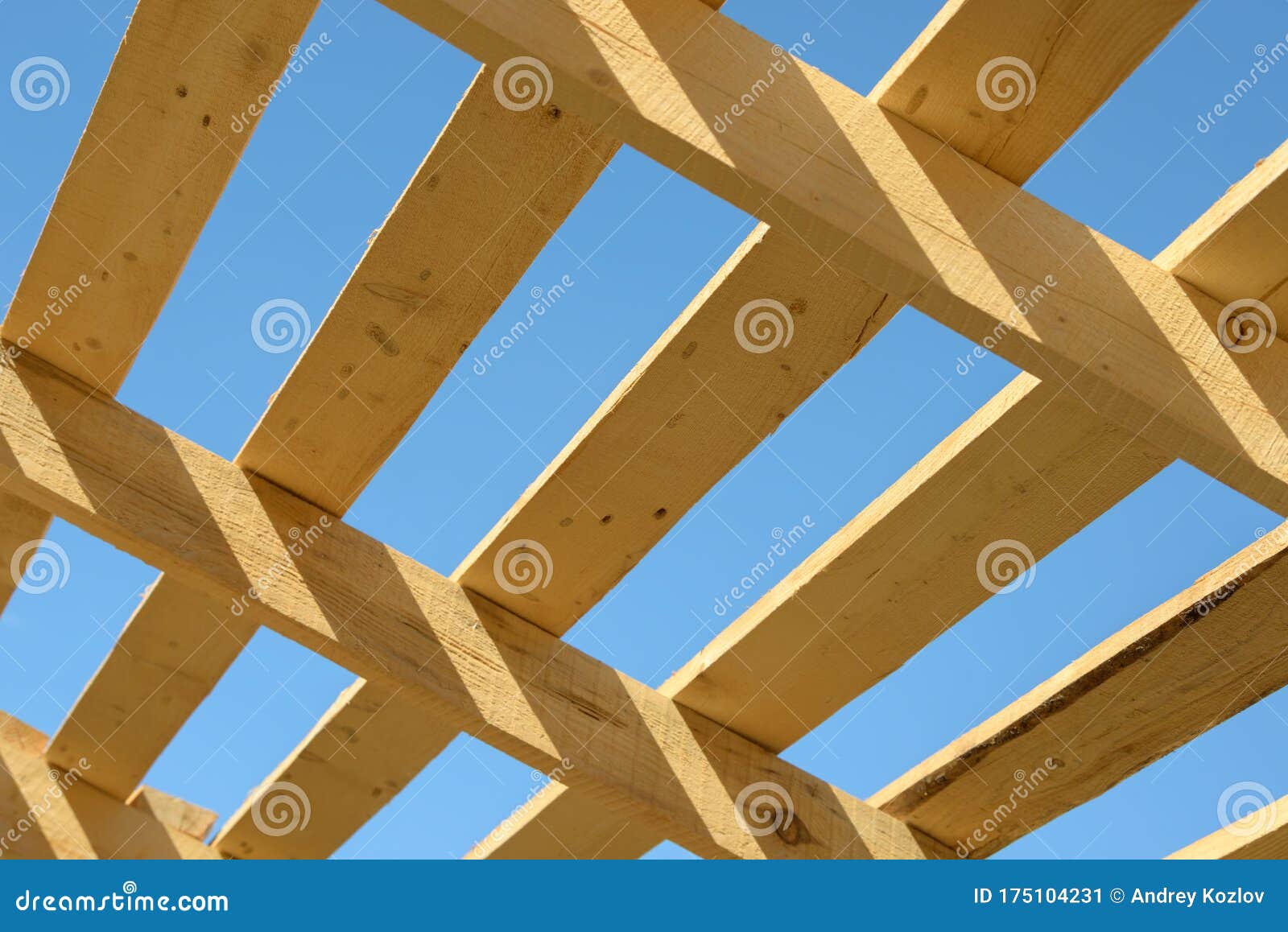 Wood Board Assembled on Construction Site. New Frame Structure of ...