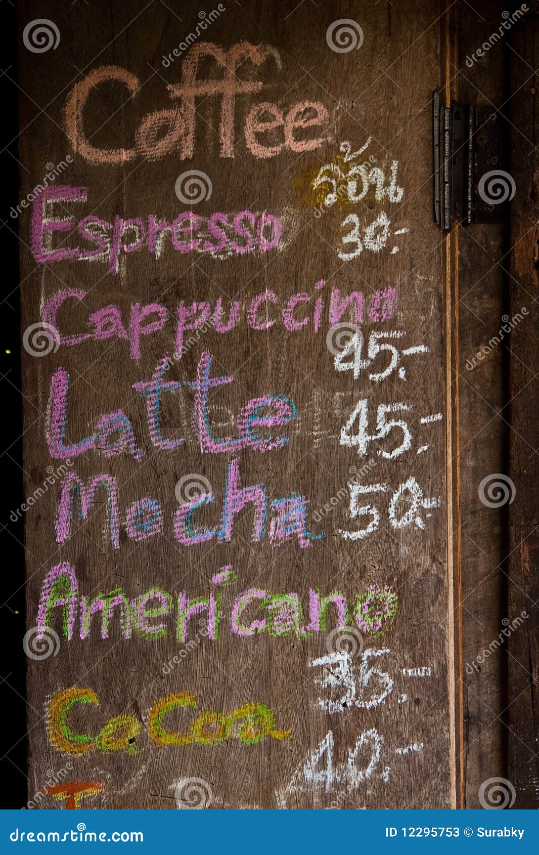 Wood board coffee menu stock image. Image of chocolate - 12295753