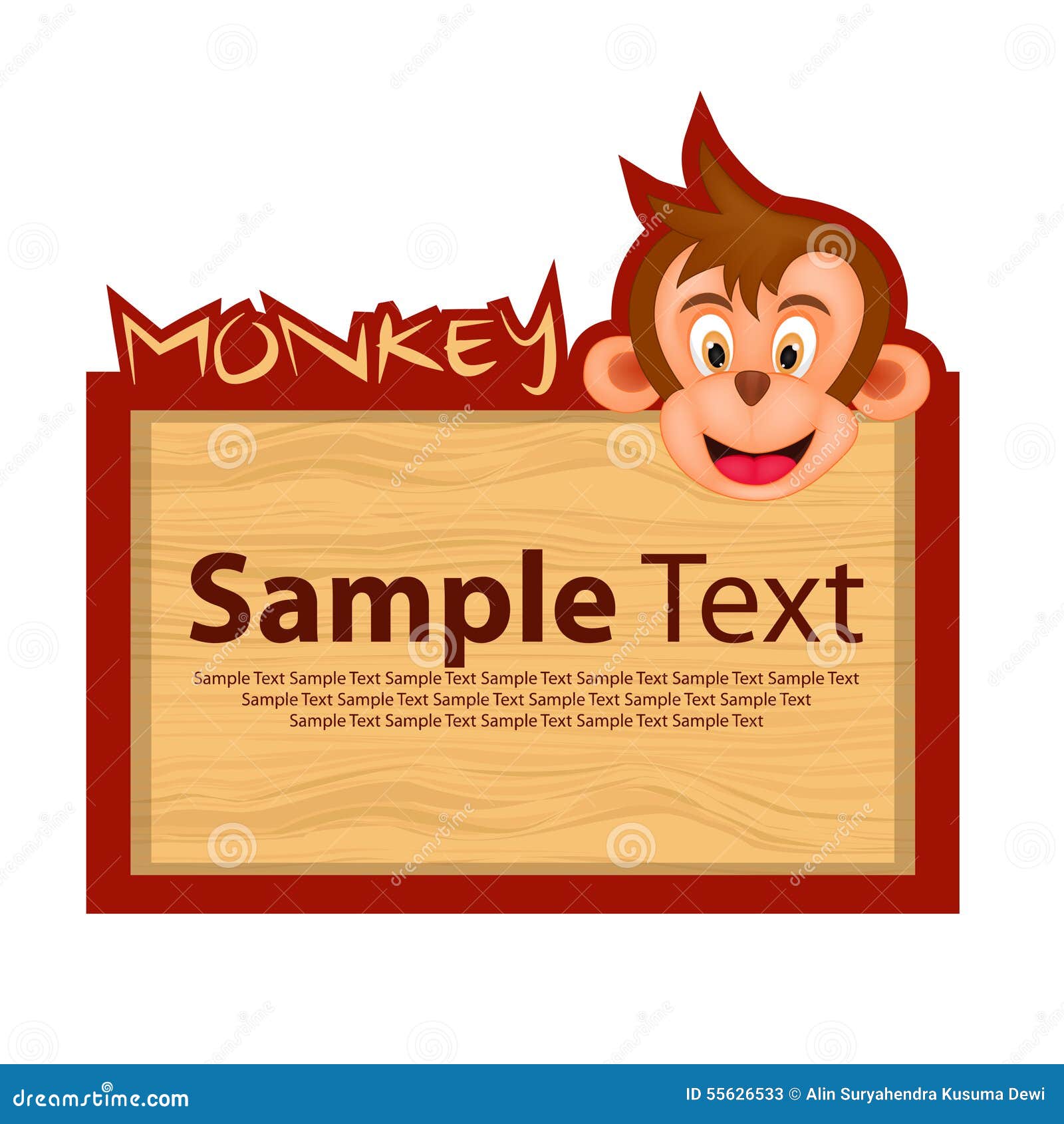 Wood Board with Monkey for Your Design Stock Vector - Illustration of ...