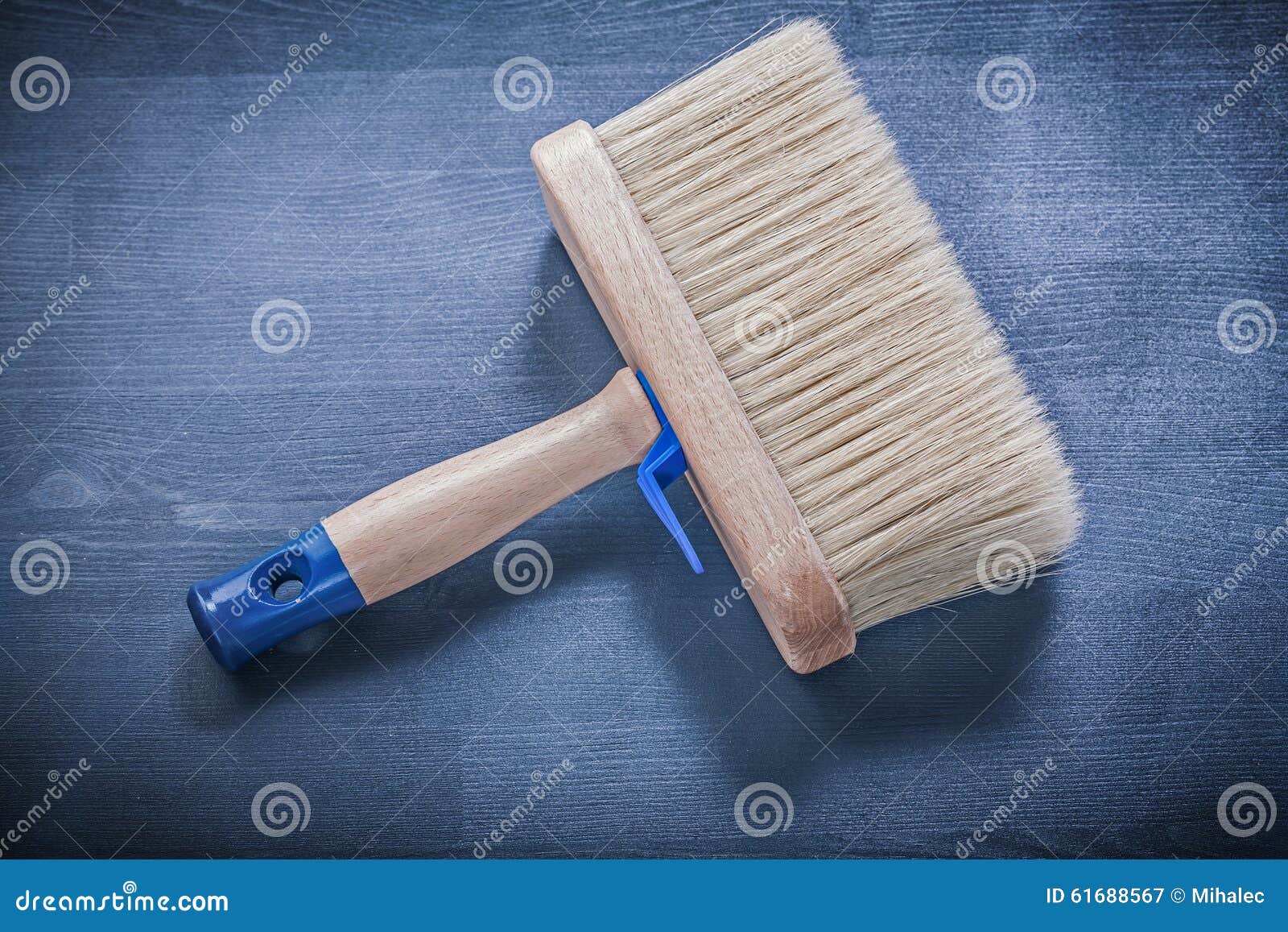 Wood Board with Paintbrush Thick Bristle Stock Image - Image of timber ...