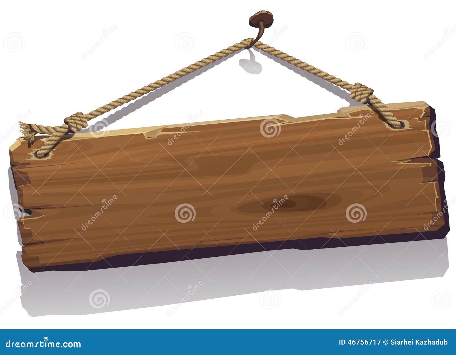 Wood Board On The Rope Vector Illustration | CartoonDealer.com #47319872