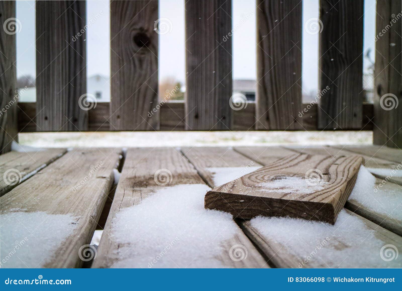 Wood Board and the Snow Shower Stock Photo - Image of afternoon, blue ...