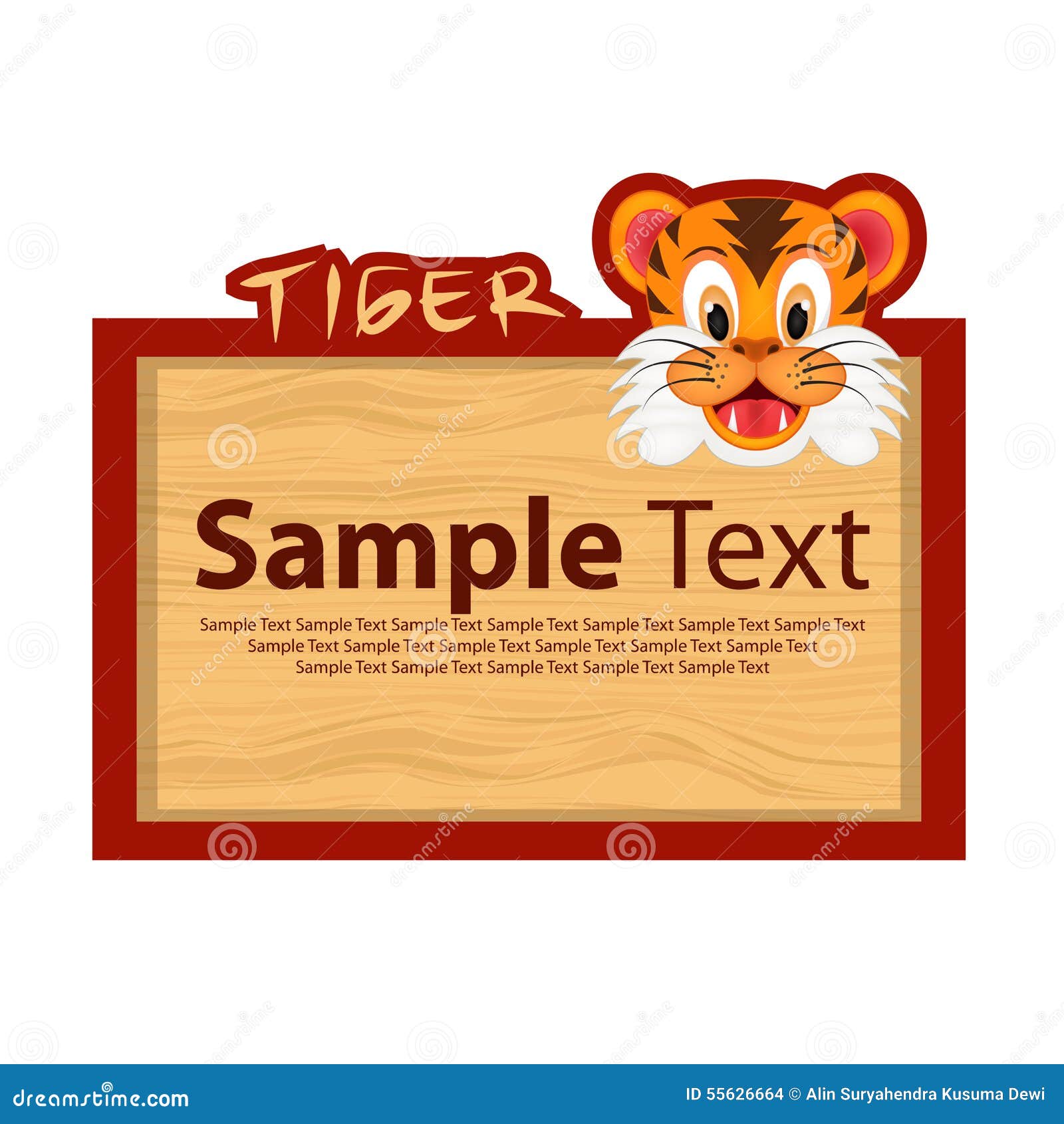 Wood Board with Tiger for Your Design Stock Vector - Illustration of ...