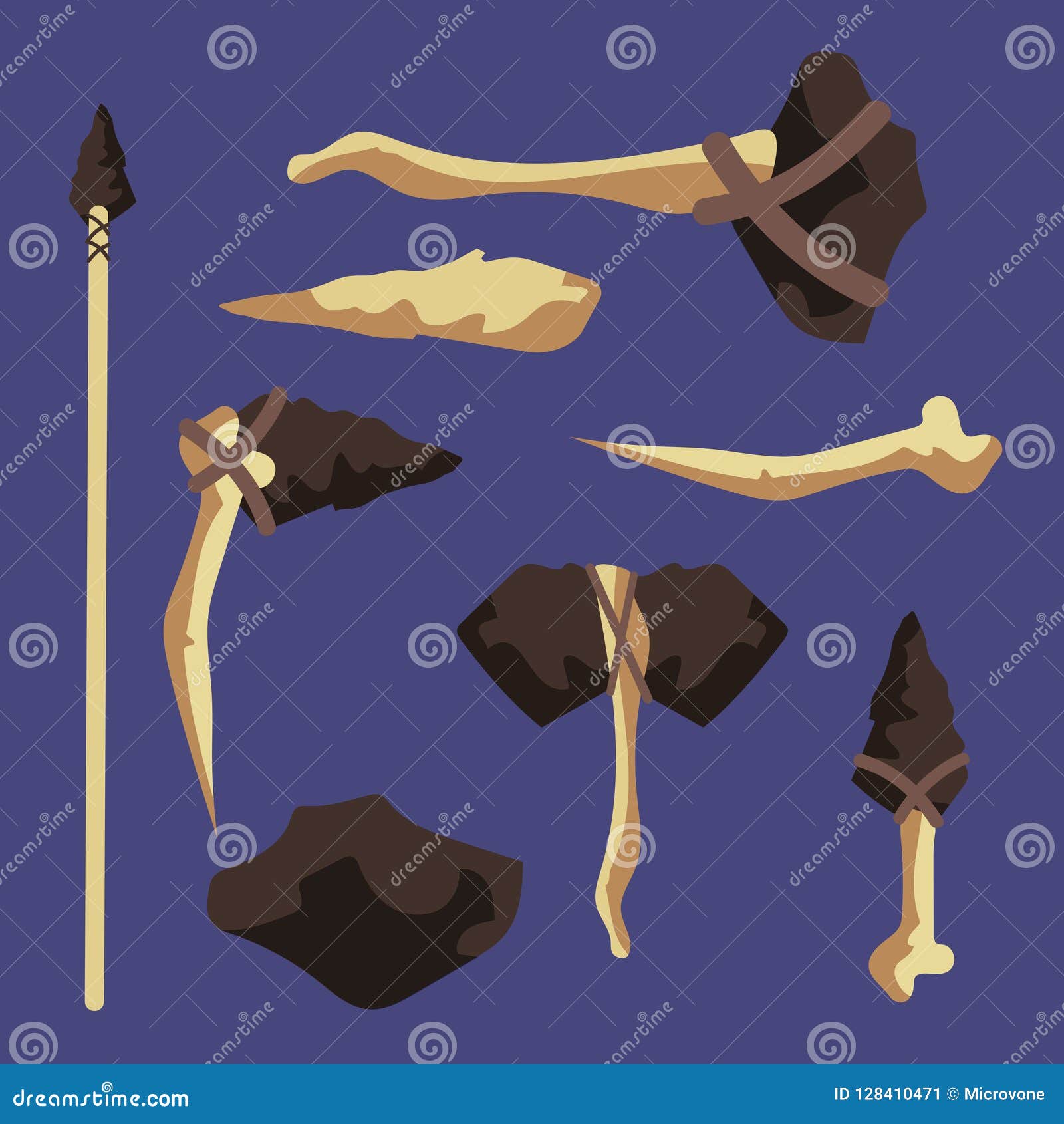Wood, Bone, Stone Ancient Tools Vector Illustration Stock Vector ...