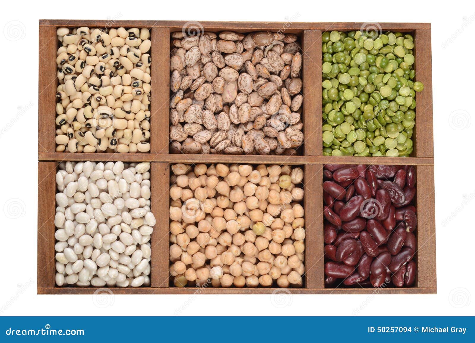 Wood Box of Dried Beans and Peas Stock Photo - Image of ingredient ...