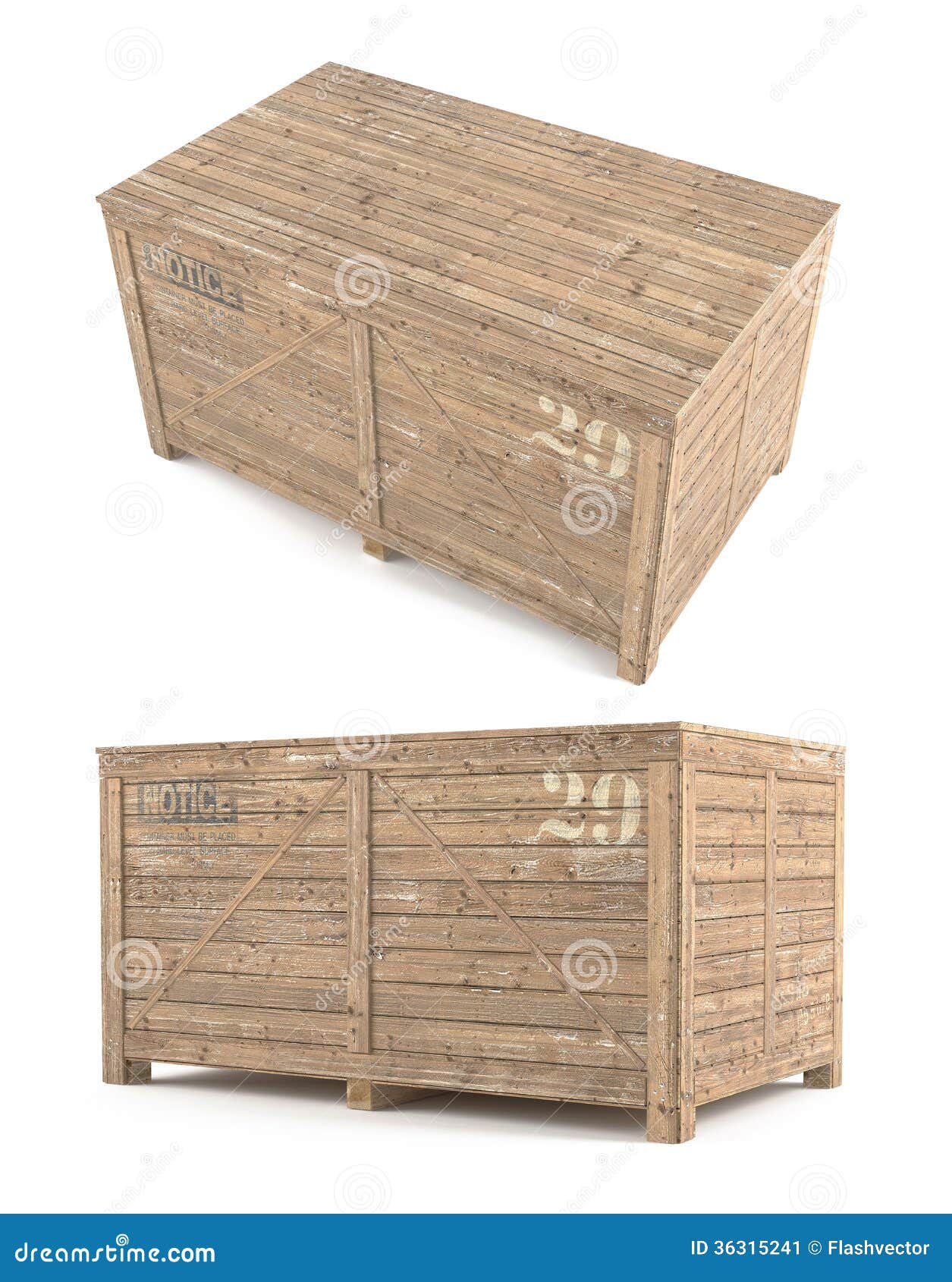 Wood Box Parcel. Two Viewpoints Stock Illustration - Illustration of ...