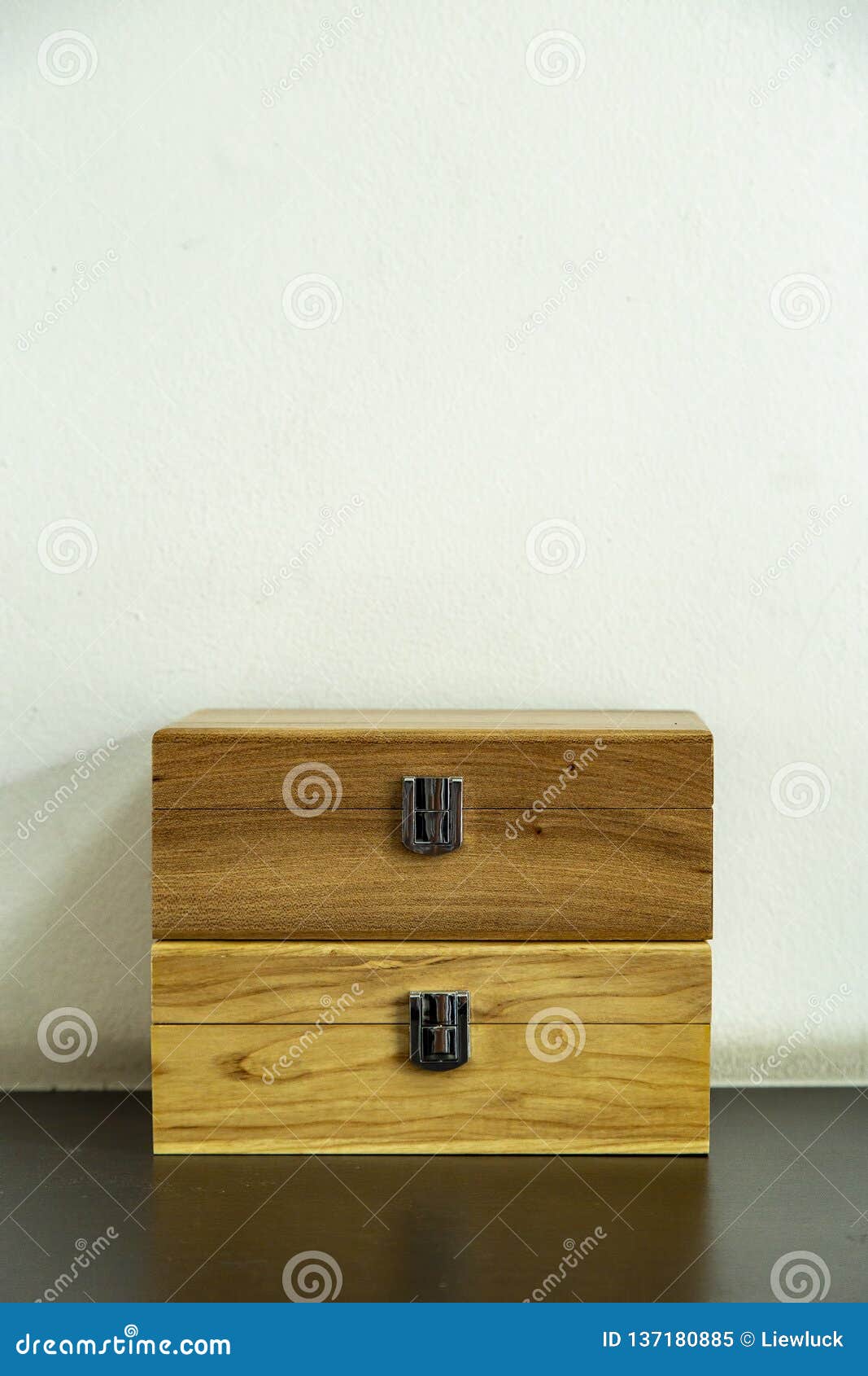 Wood box on table stock image. Image of wooden, wood - 137180885