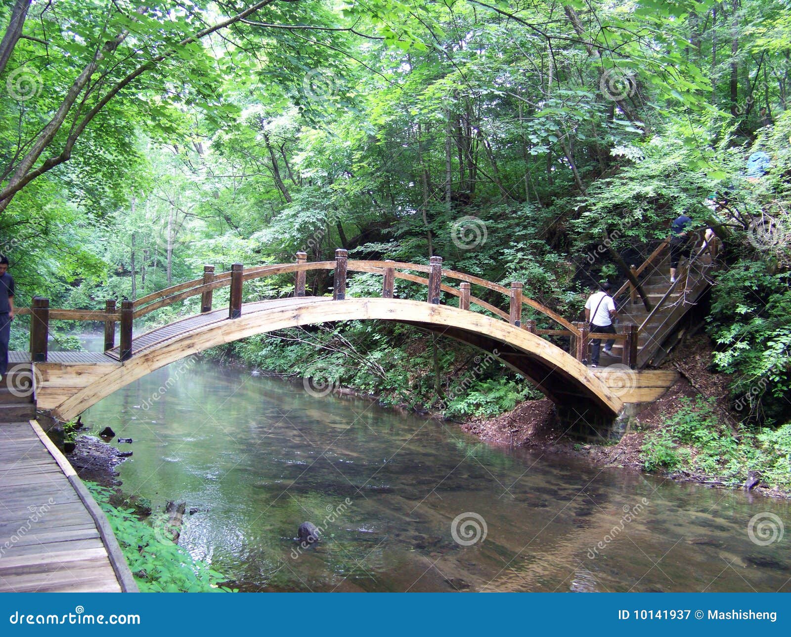 Wood Bridge Clear Creek Forest Stock Image - Image of longwan, china ...