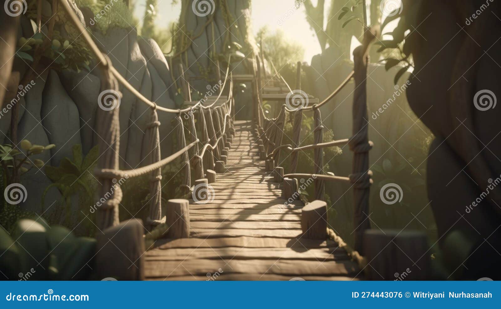 Wood Bridge on the Forest Vanishing Point Perspective Stock ...