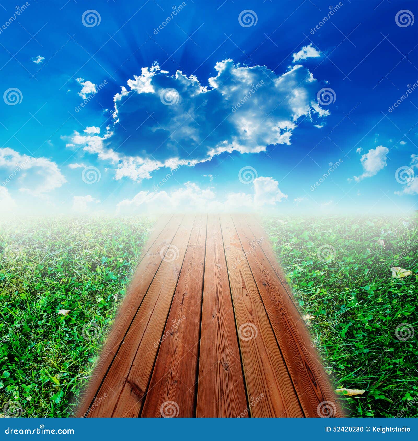 Wood Bridge in Grass Fields Stock Photo - Image of peace, farmland ...