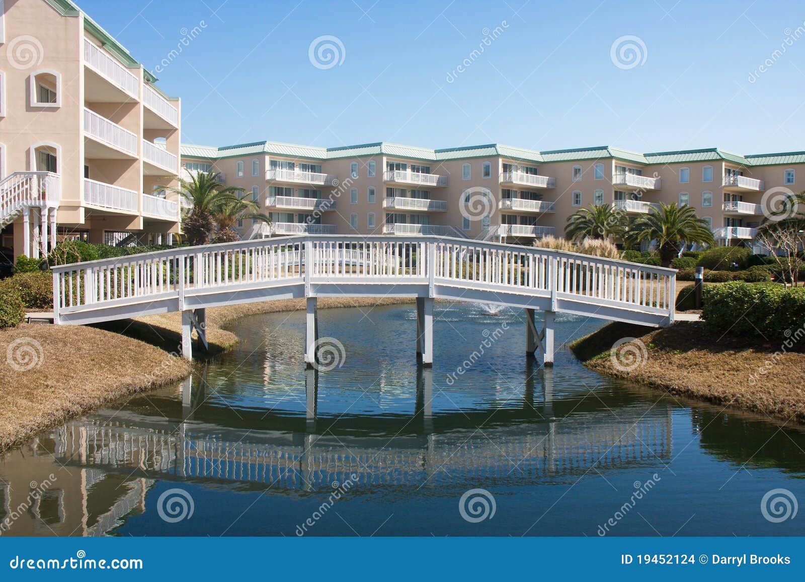 Wood Bridge Over Blue Lagoon Stock Photo - Image of reflection, travel ...