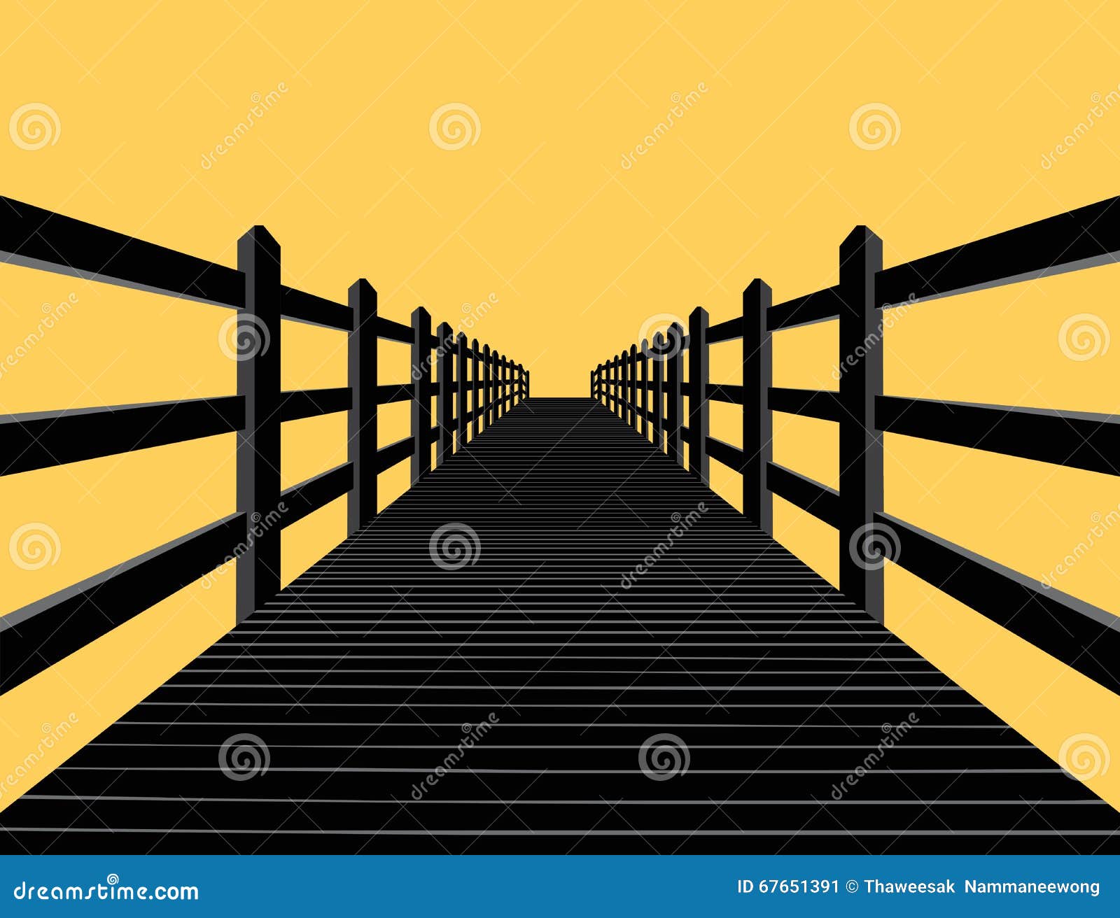 Wood Bridge Silhouette stock vector. Illustration of crossing - 67651391
