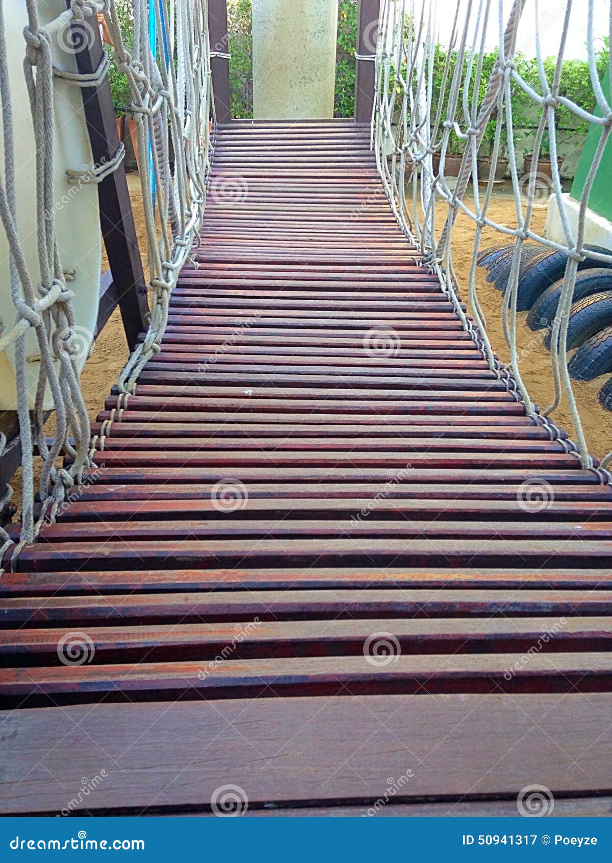 Wood brigde stock image. Image of playground, rope, wood - 50941317