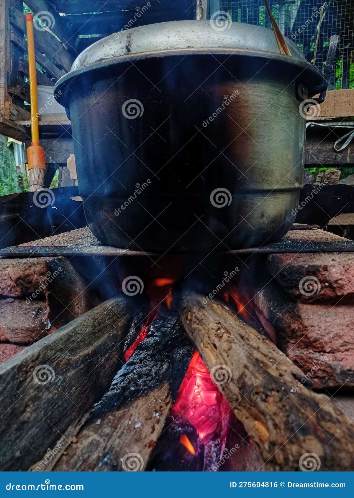 Wood Burned by the Fire on the Pot Stock Photo - Image of fire, iron ...